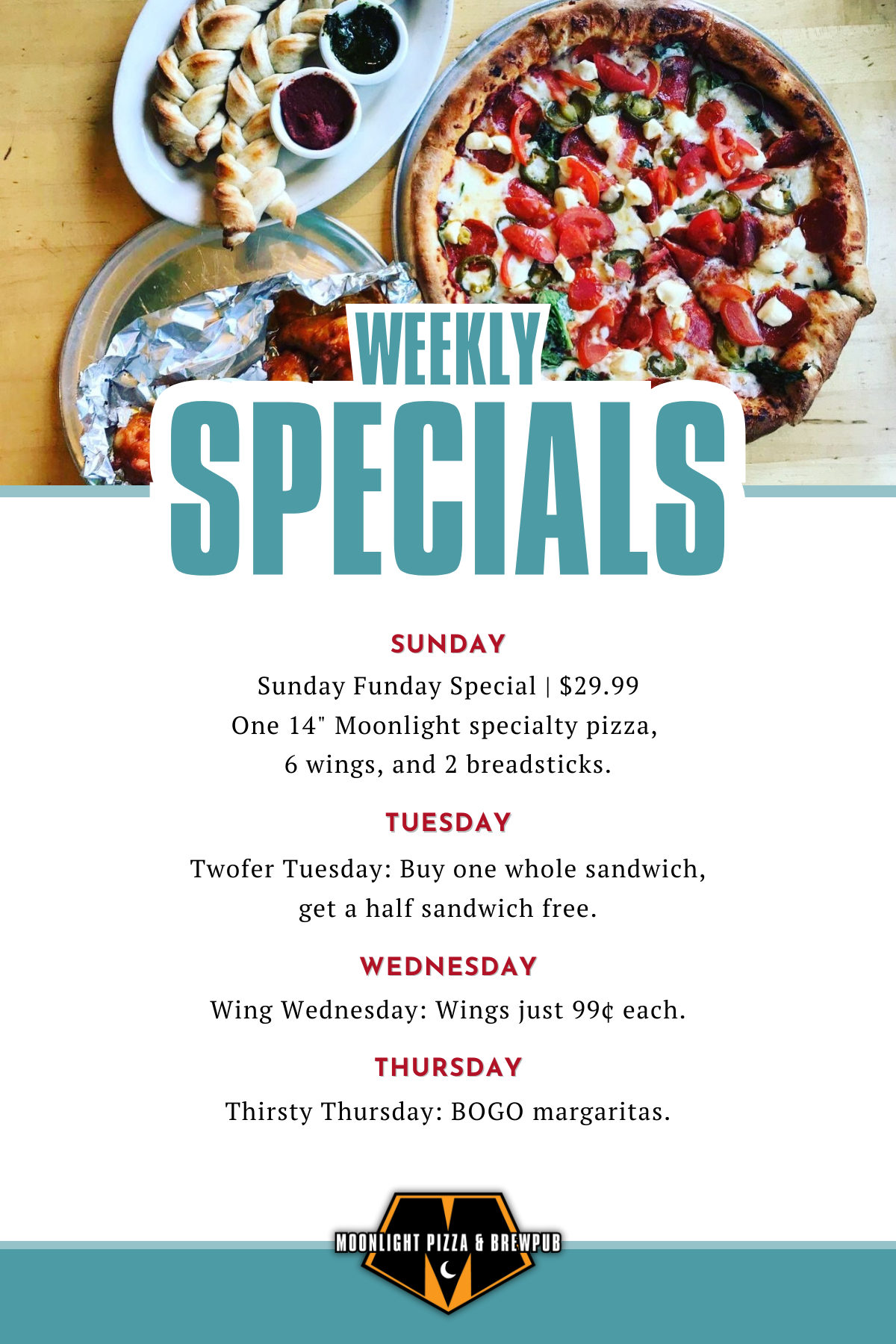 Promos & Specials — Moonlight Pizza & Brewpub