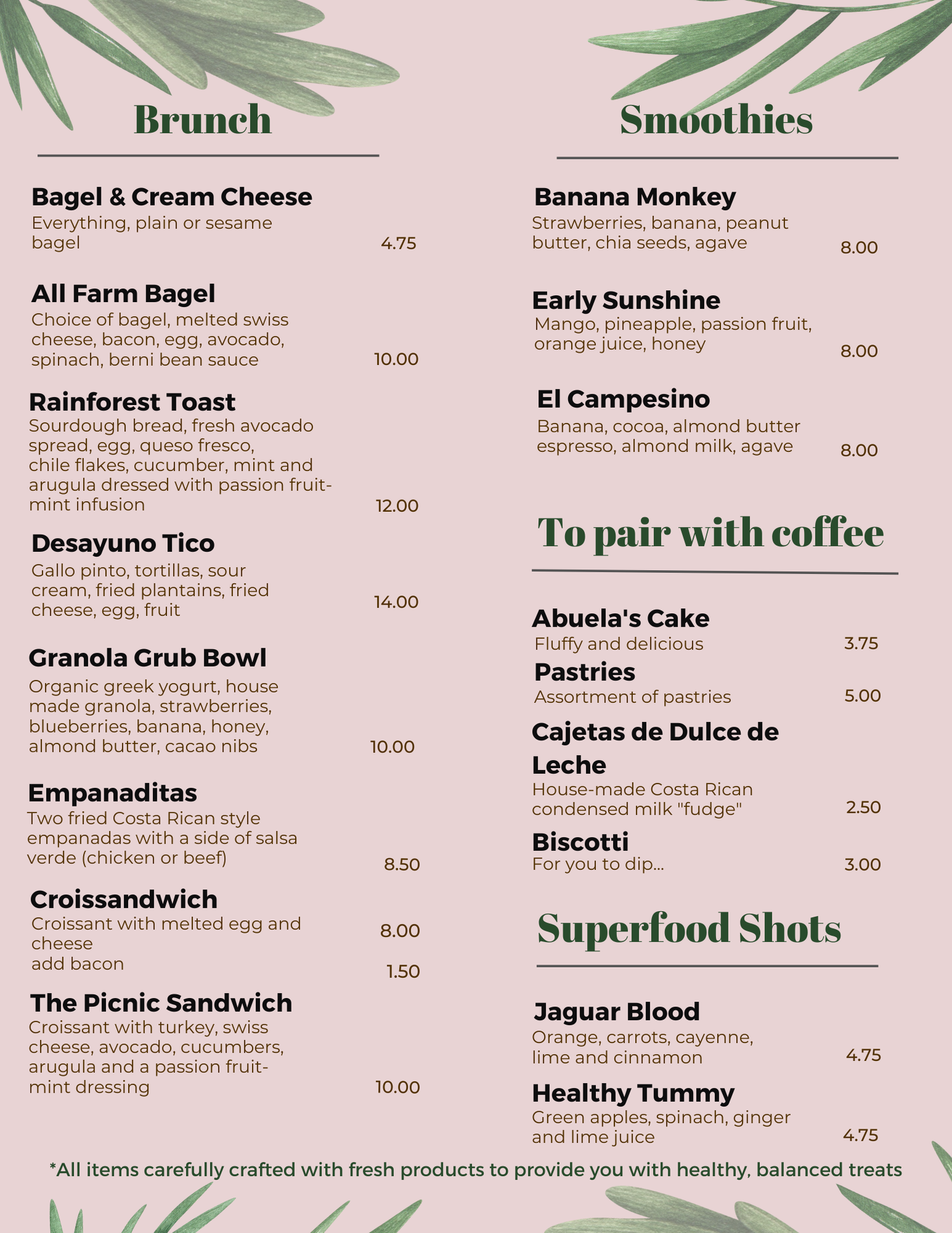 Menu — The Berni Bean Coffee Co.