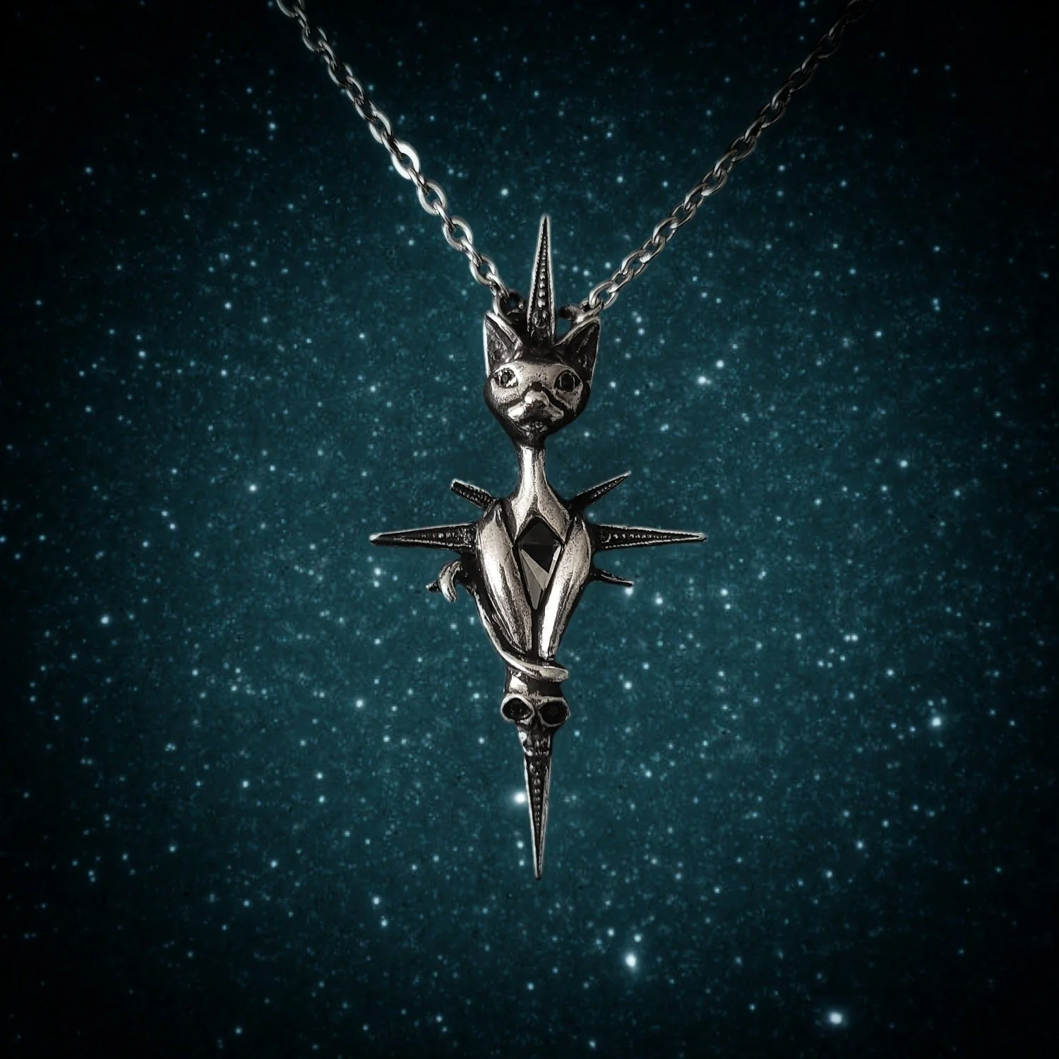 Crystal Moon Bat Pendant Necklace | Martha Rotten