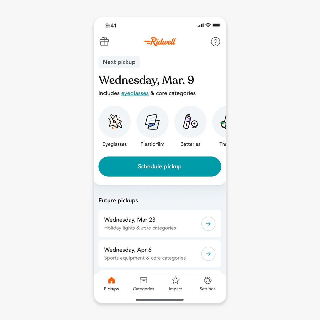 Ridwell has a mobile app — Ridwell