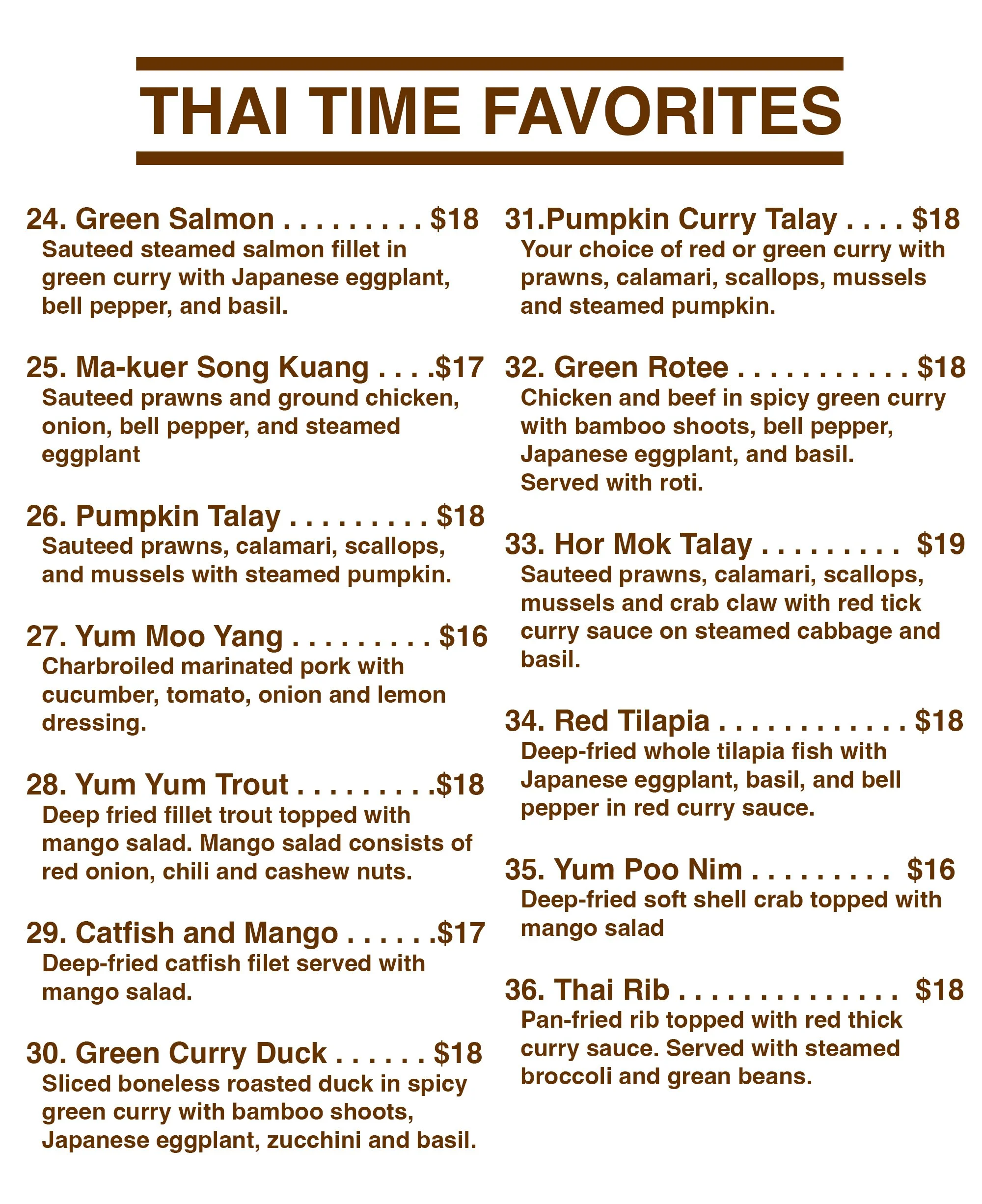 Menu — Thai Time Restaurant