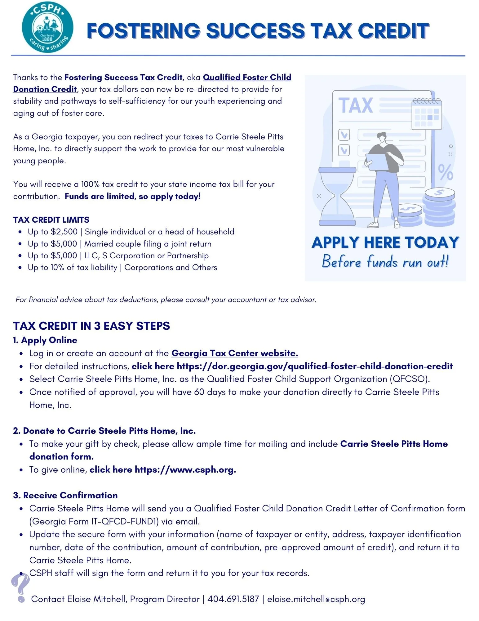 State Tax Support — Carrie Steele-Pitts Home