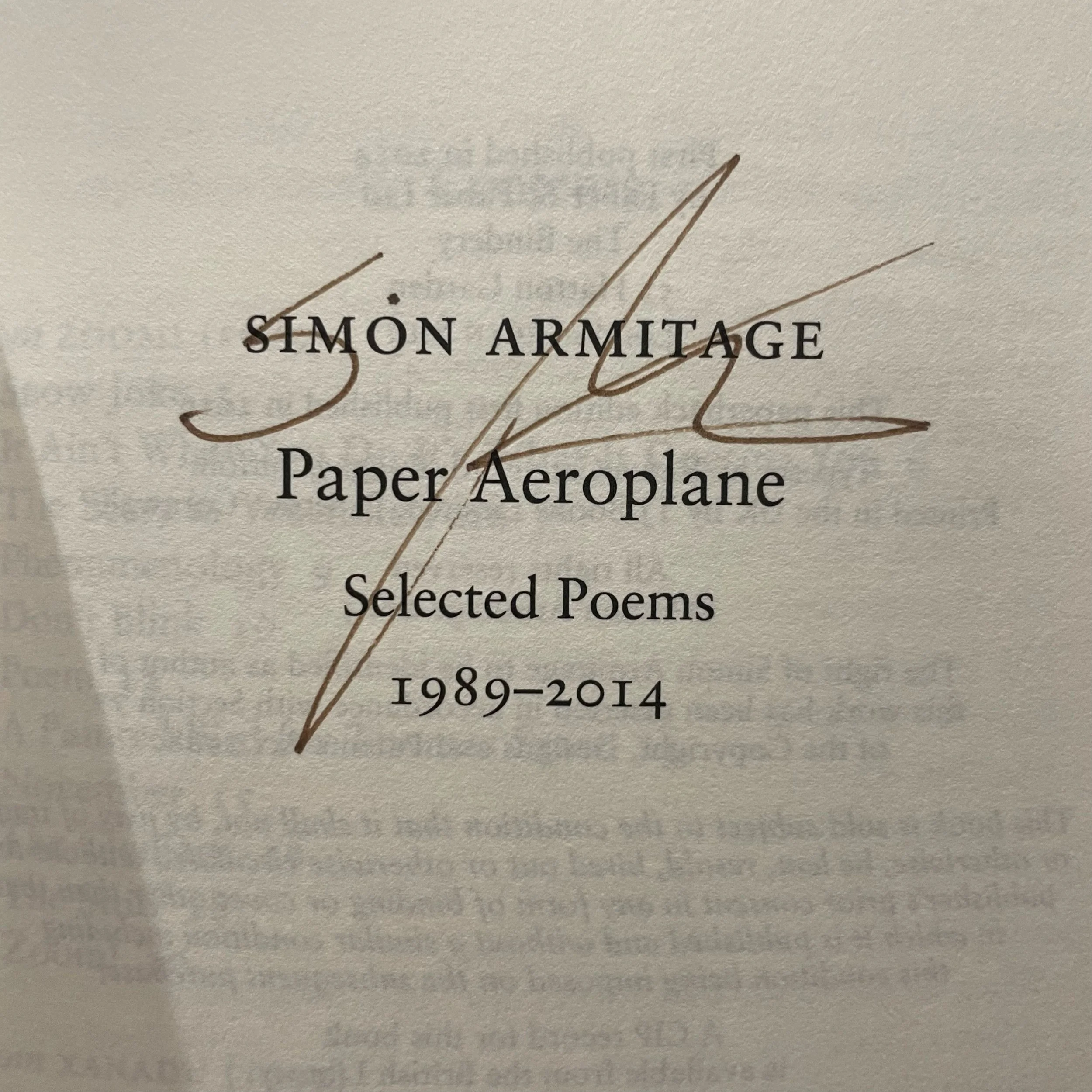 Paper Aeroplane by Simon Armitage — West End Lane Books