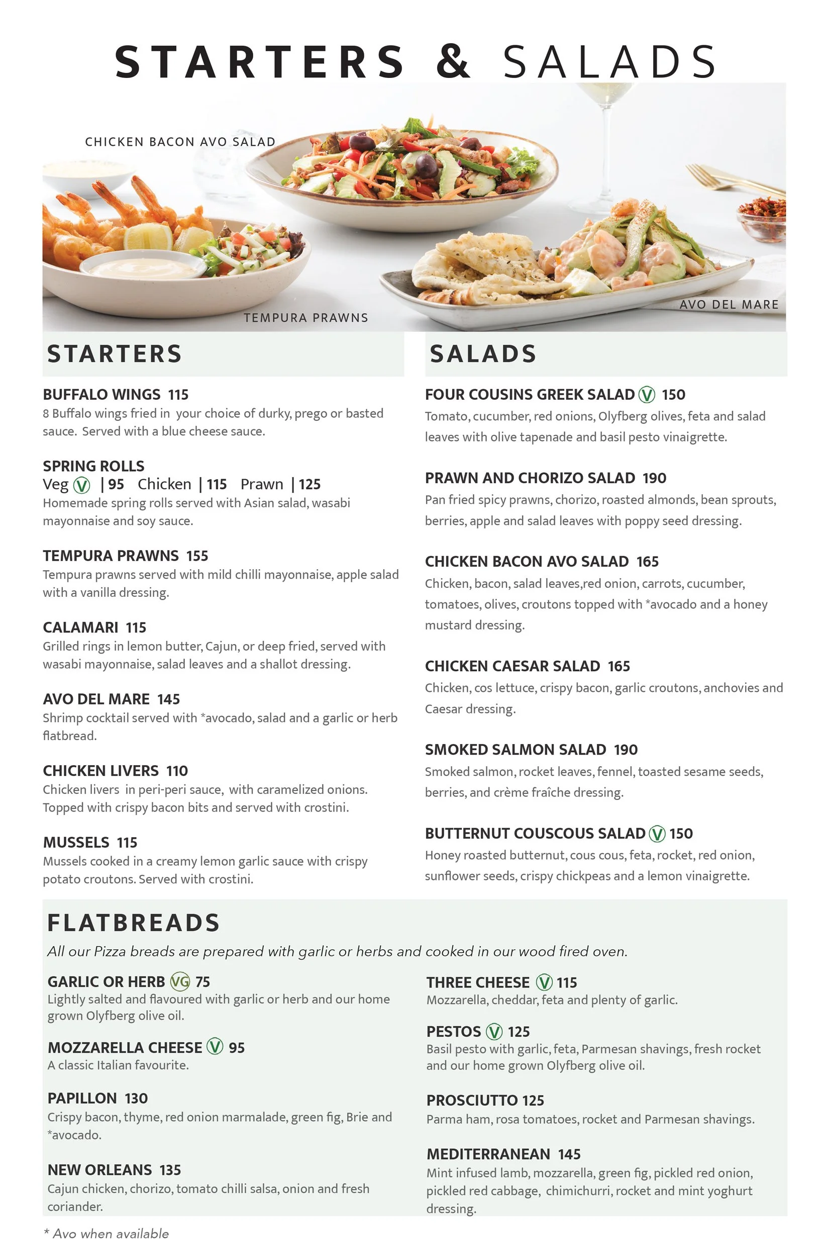 Menu — At Four Cousins Restaurant