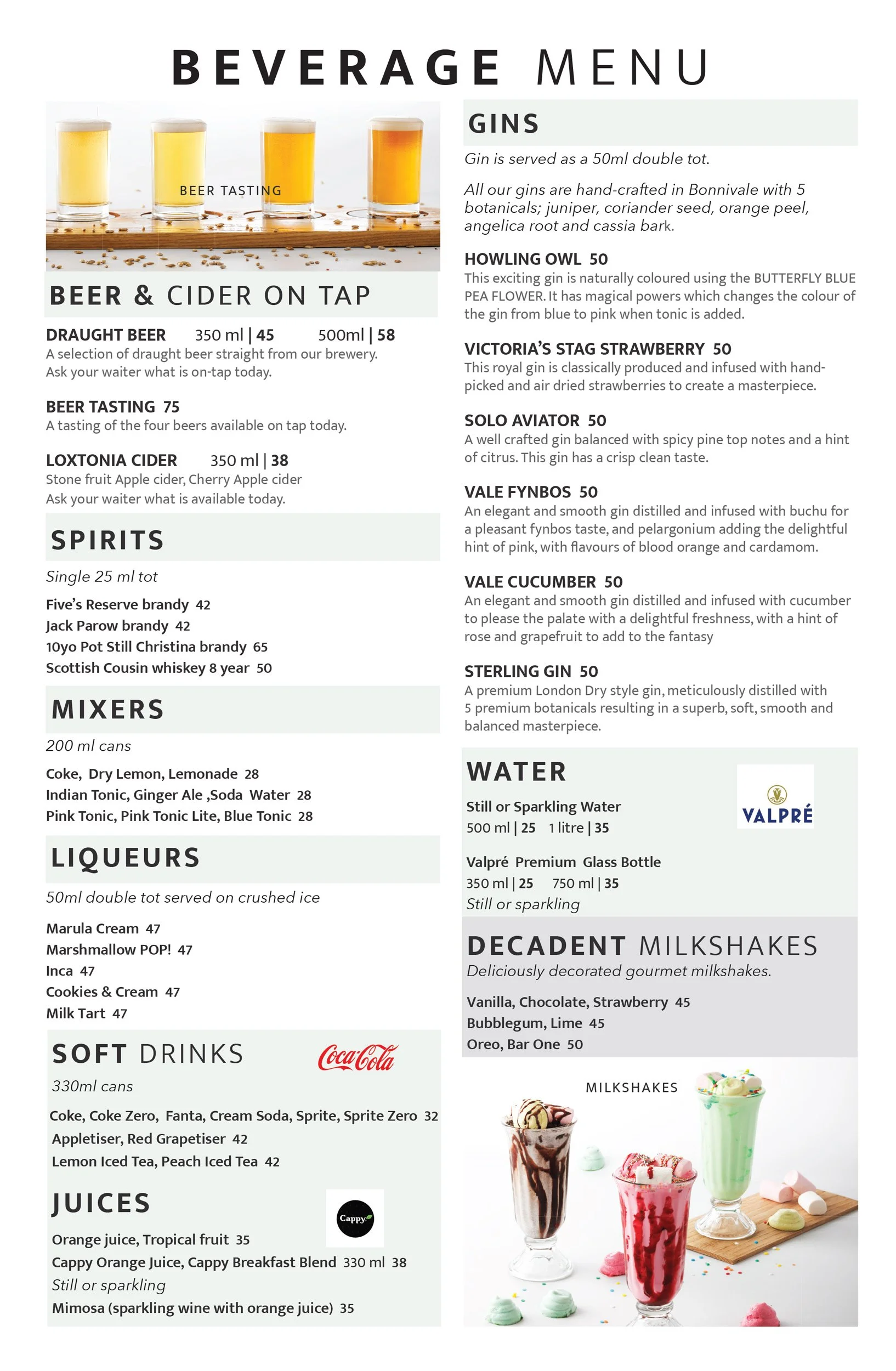 Menu — At Four Cousins Restaurant