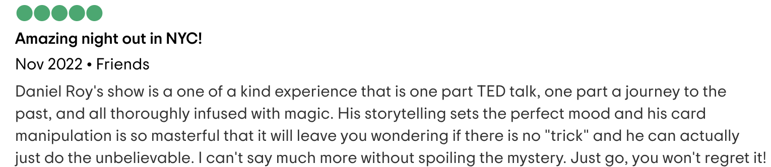 The Parlour of Deceptions: NYC Magic Show — Daniel Roy