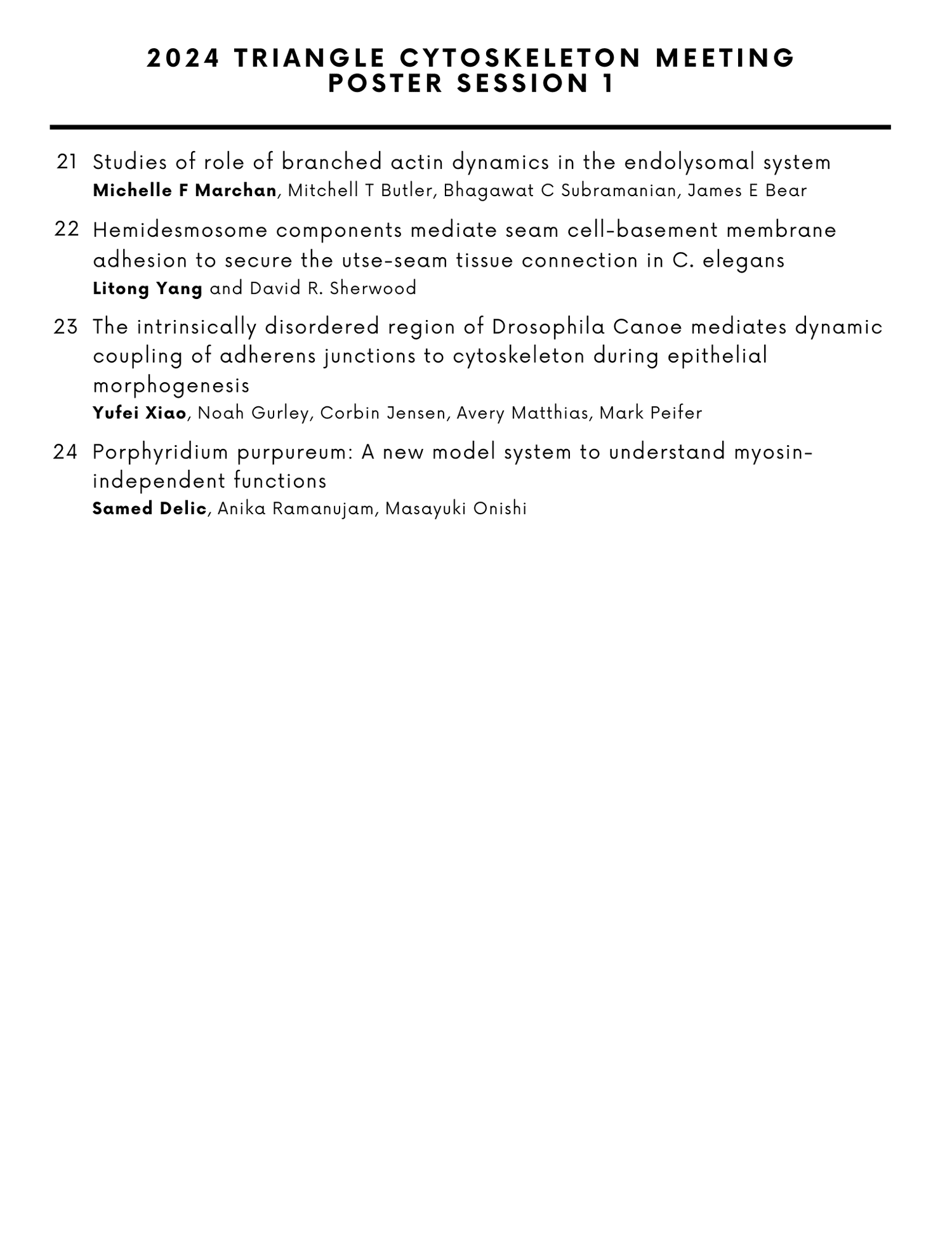 2024 TCM Schedule — Triangle Cytoskeleton Meeting