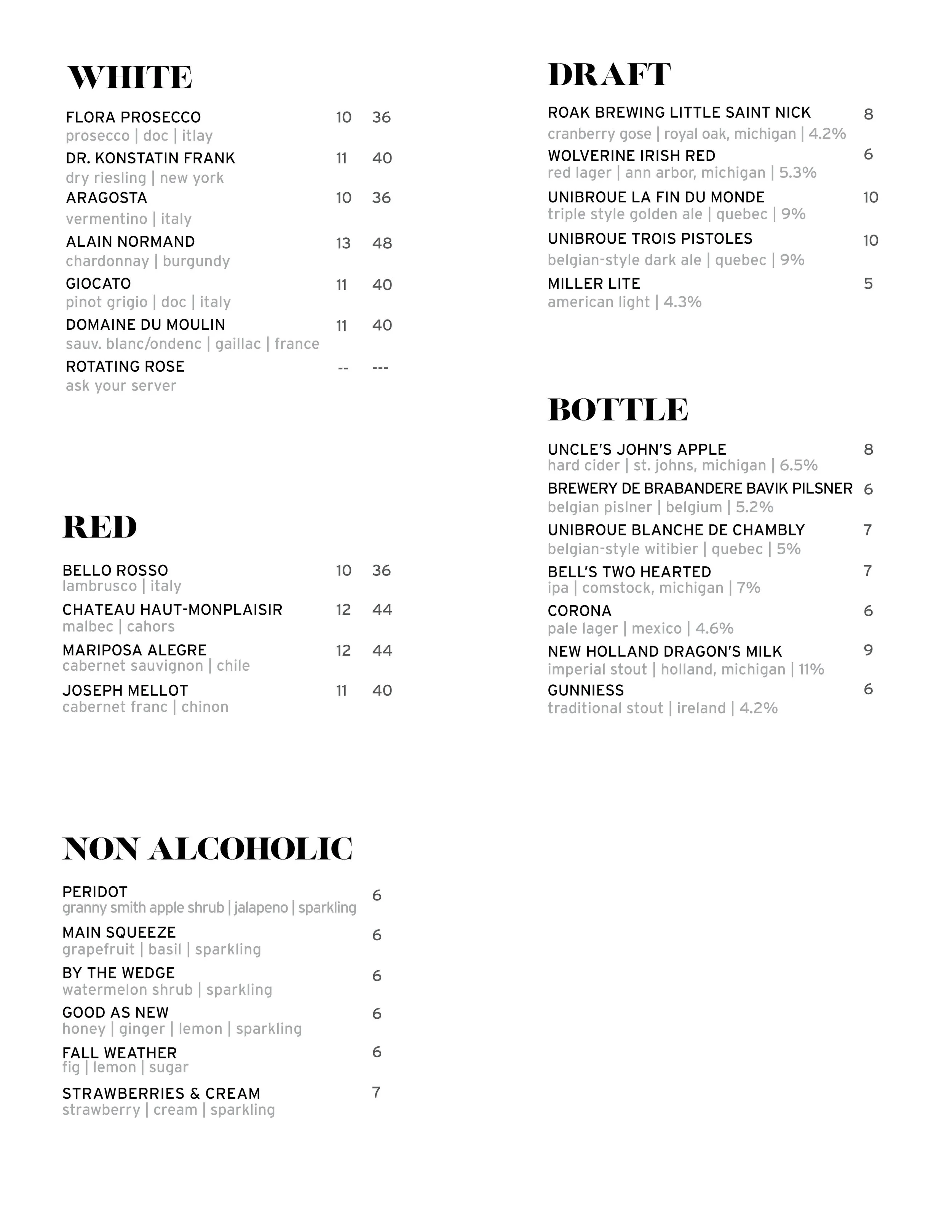 Menu — LaLa's Ann Arbor