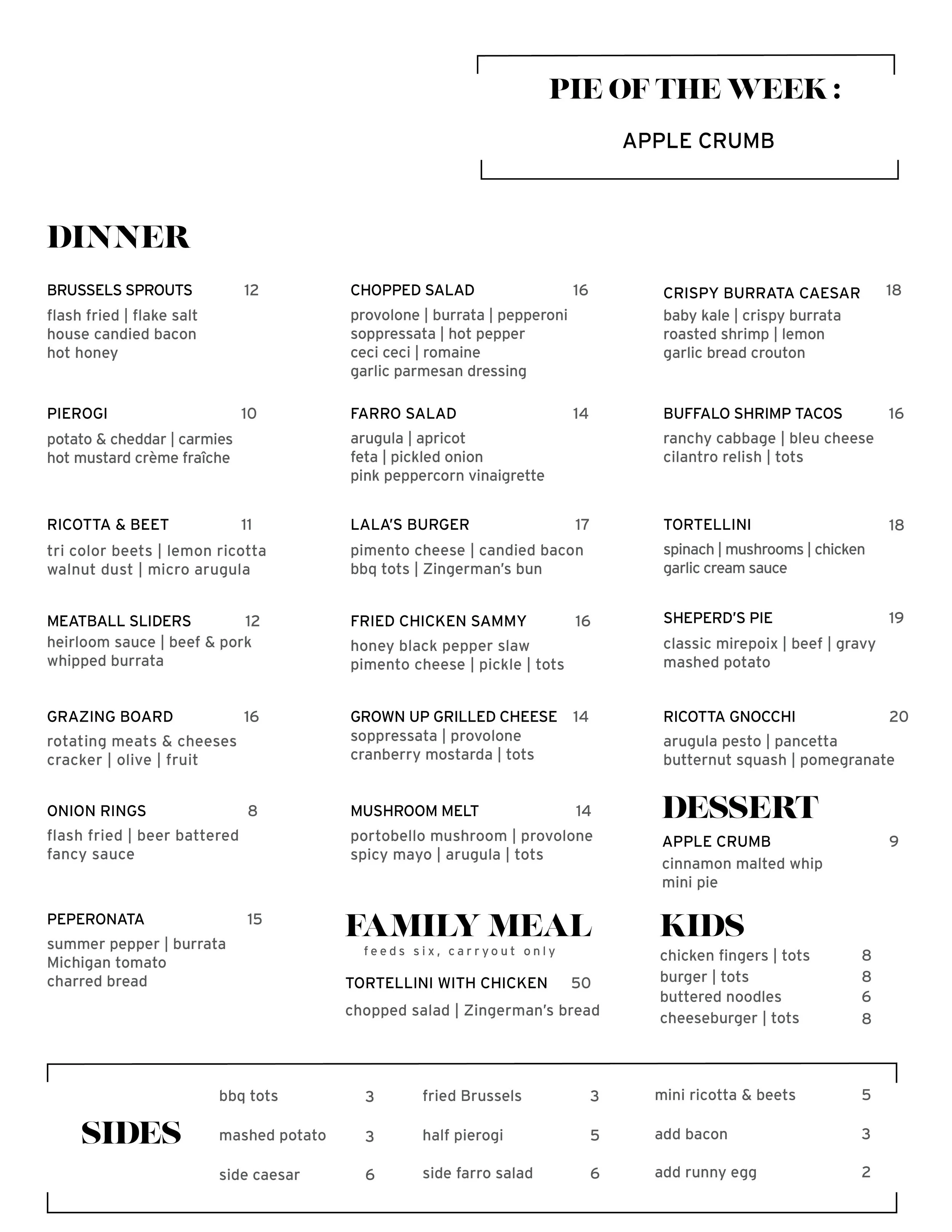 Menu — LaLa's Ann Arbor