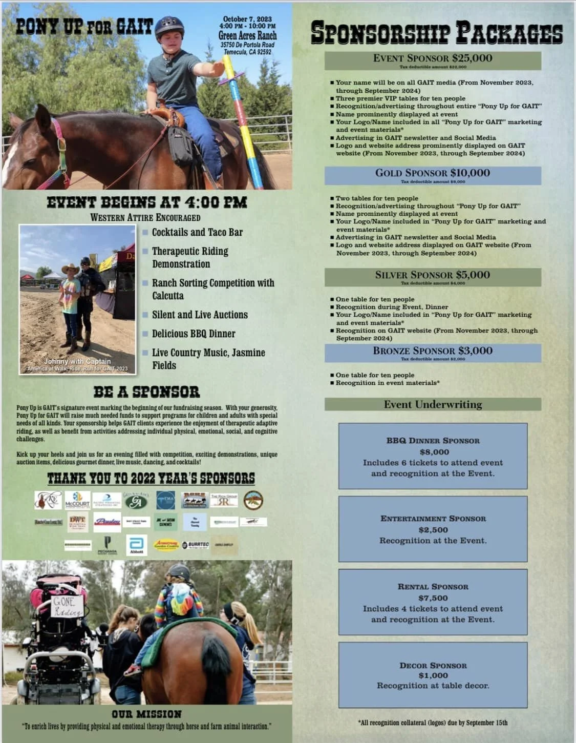 2020 Pony Up for GAIT Update — GAIT | Green Acres Interactive Therapy