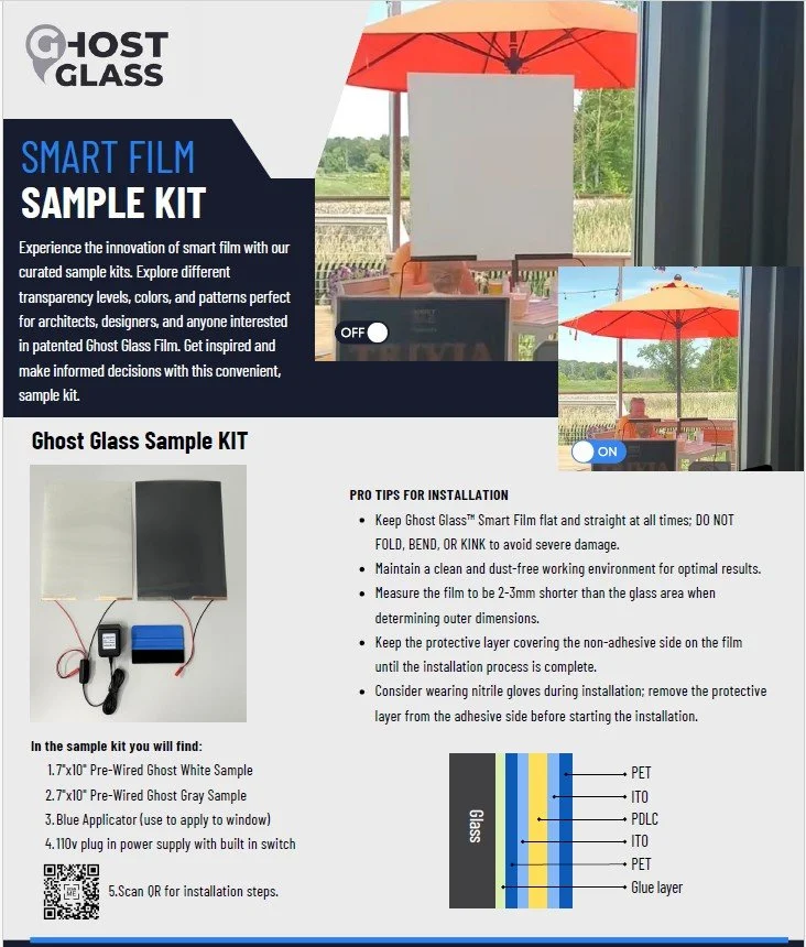 PDLC Smart Film Sample Kit | Ghost Glass Film
