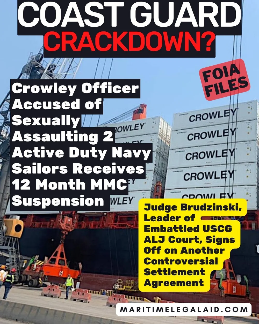 Crowley Officer Accused of Sexually Assaulting Navy Sailors Gets 12 ...