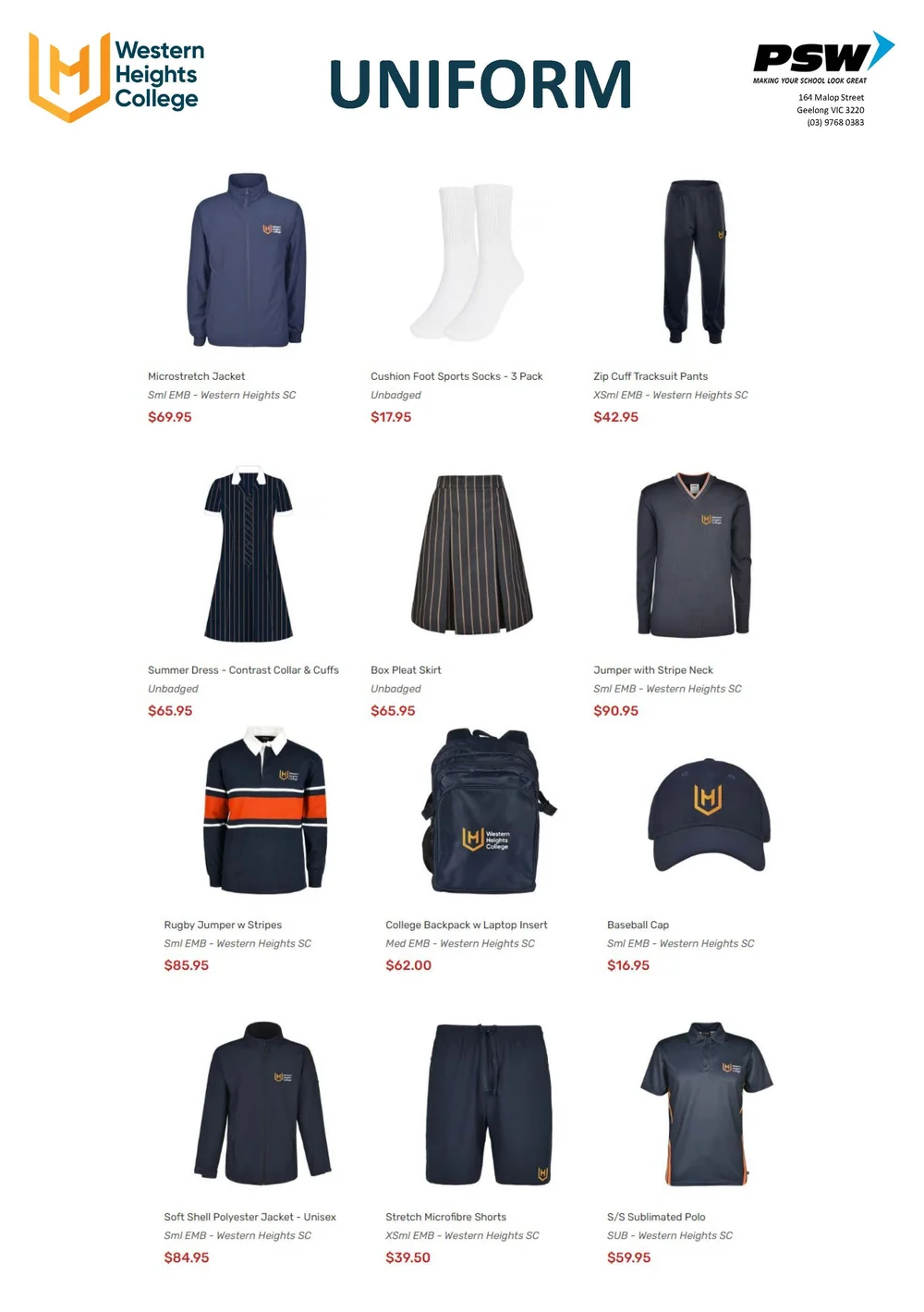 School Uniform | Western Heights College | WHC | Hamlyn Heights, Geelong