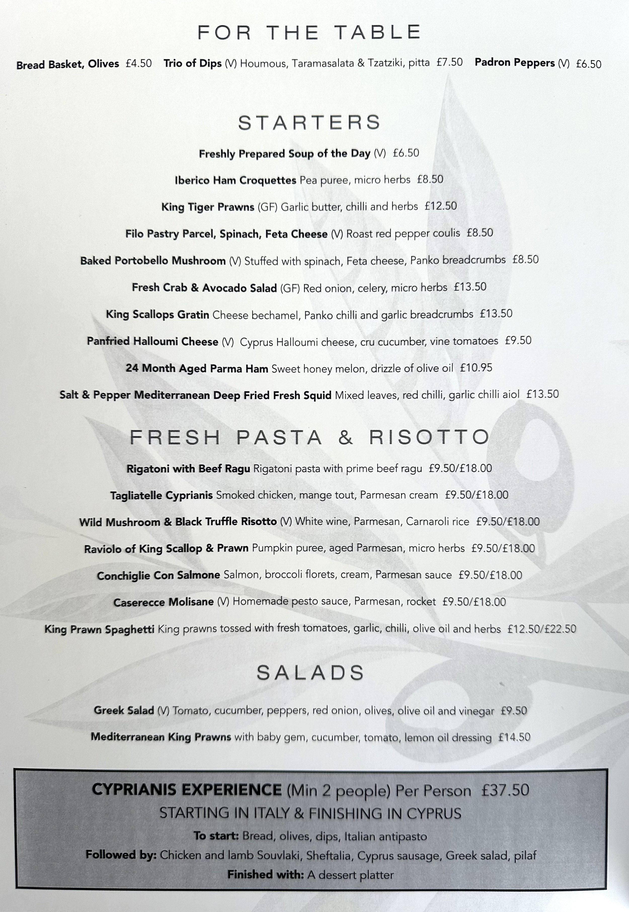 A La Carte — CYPRIANIS