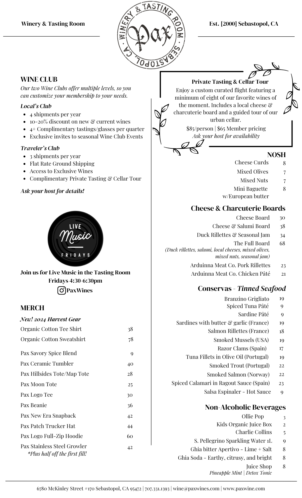 Tasting Room — Pax Winery & Tasting Room