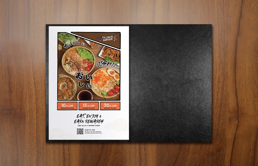 Salmon Warrior Restaurant Menu Design — Edna Chew Graphic Design Portfolio