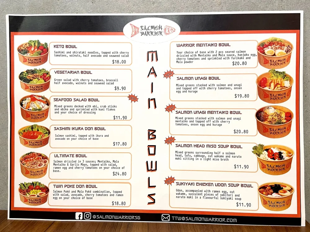 Salmon Warrior Restaurant Menu Design — Edna Chew Graphic Design Portfolio