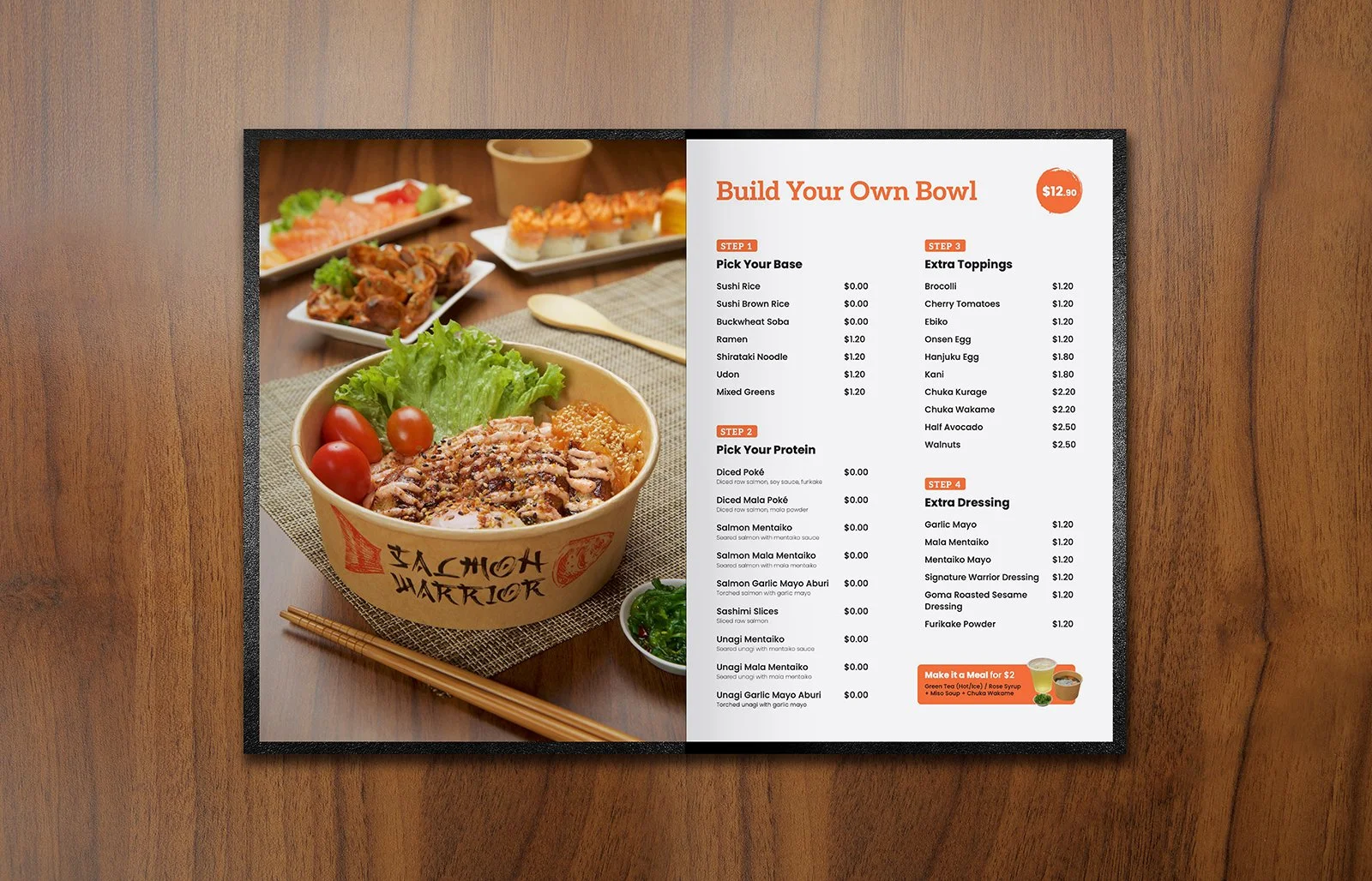Salmon Warrior Restaurant Menu Design — Edna Chew Graphic Design Portfolio