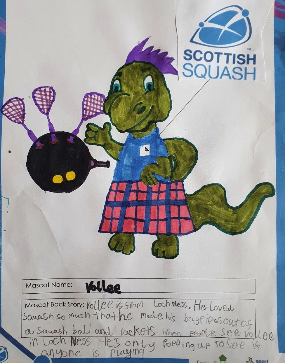 Scottish Squash Mascot - Vollee the Lochness Monster — Oldmangrey.com
