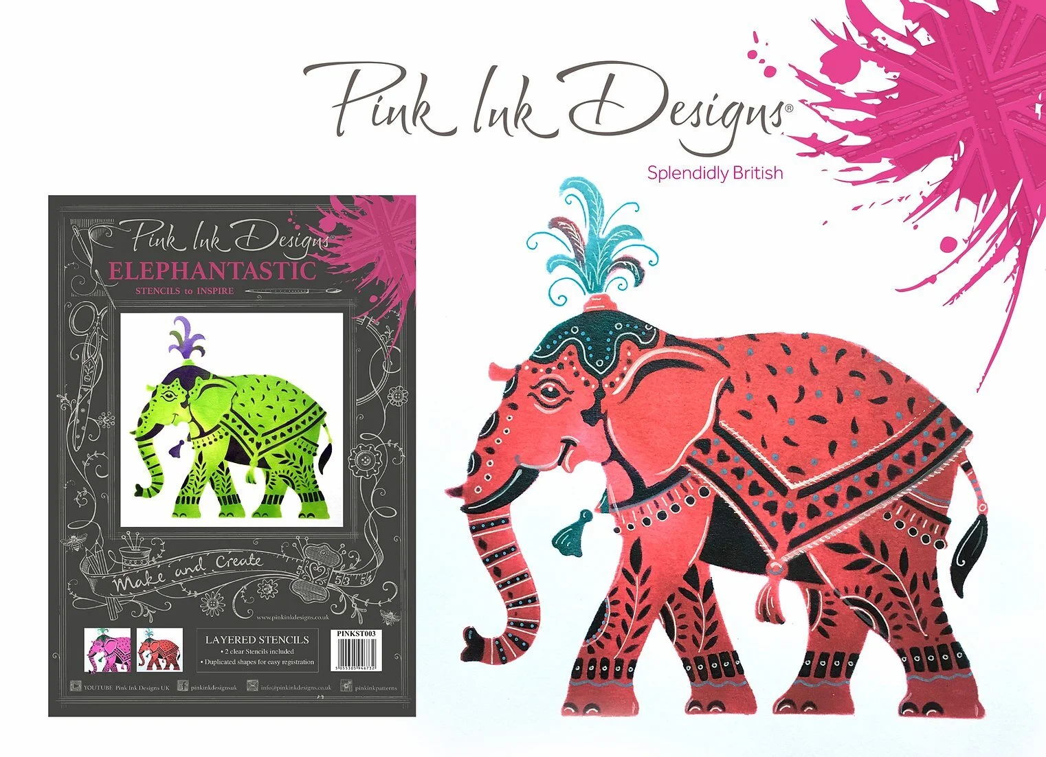 Pink Ink Design Layering Elephant Stencils — Unicorn Crafts