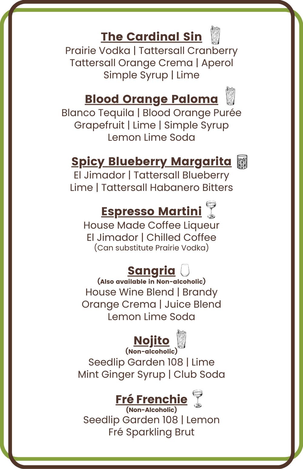 Food and Drink Menu — Birdhouse Eat & Drink
