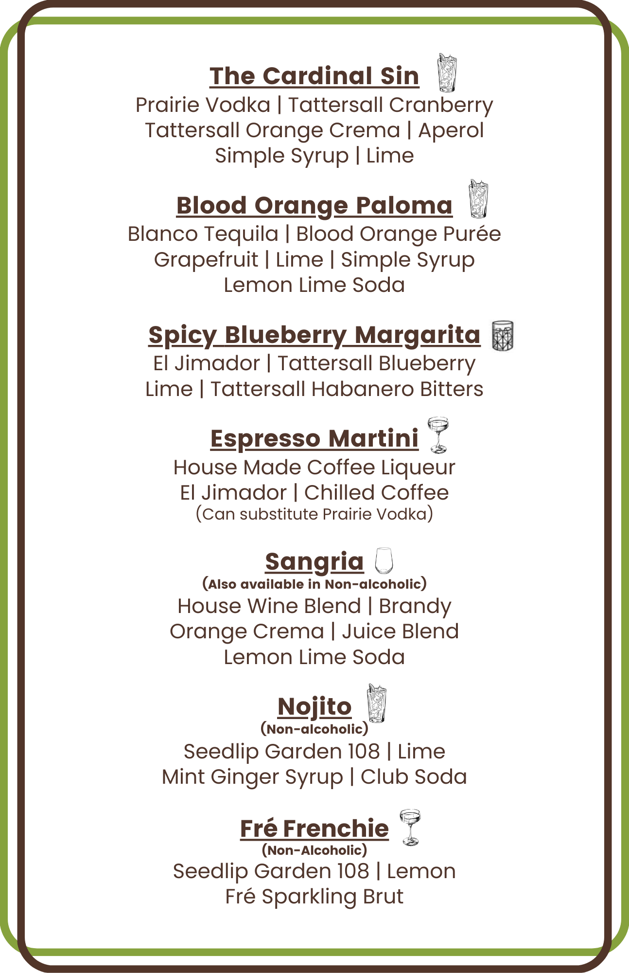 Food and Drink Menu — Birdhouse Eat & Drink