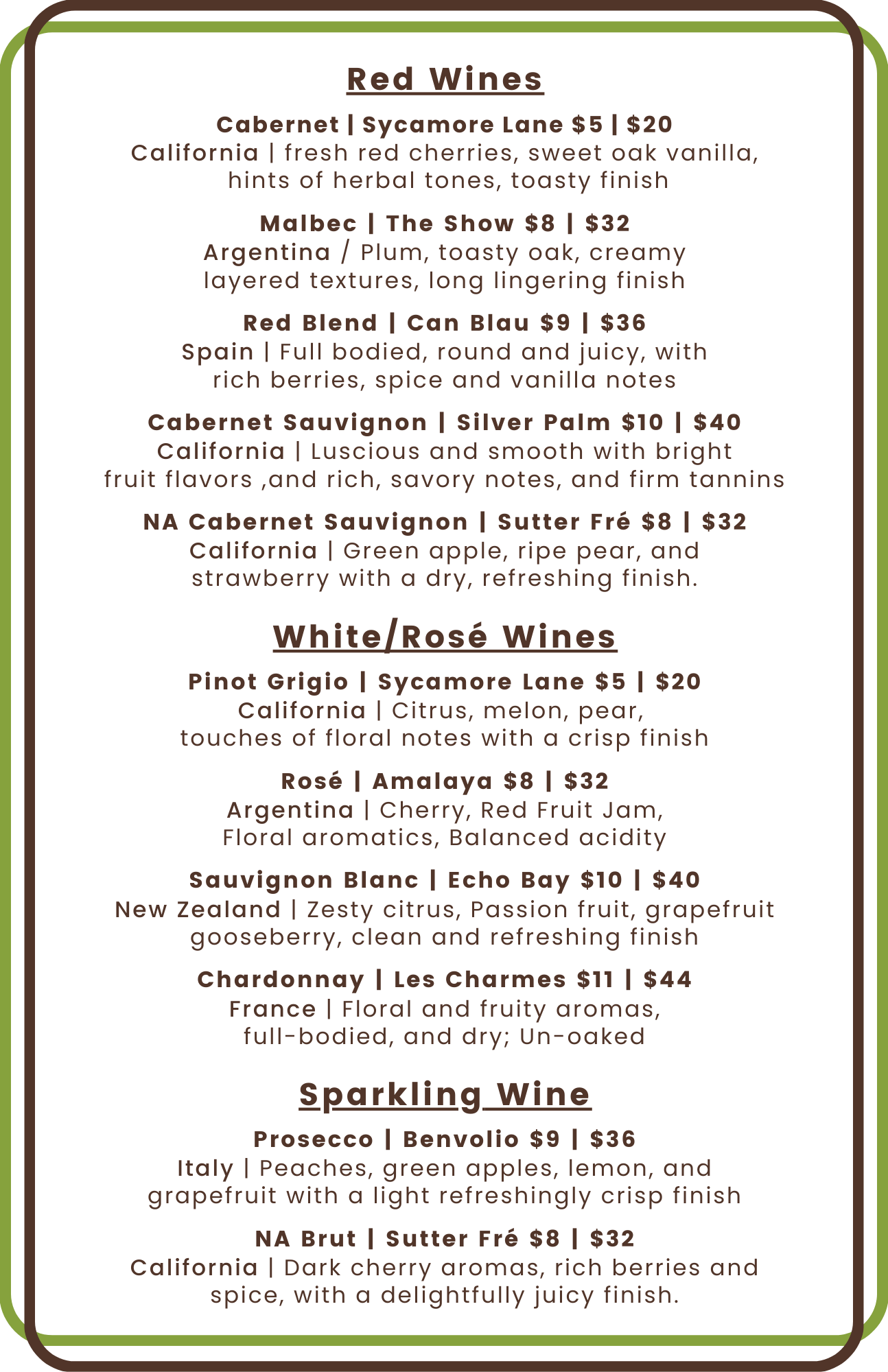 Food and Drink Menu — Birdhouse Eat & Drink