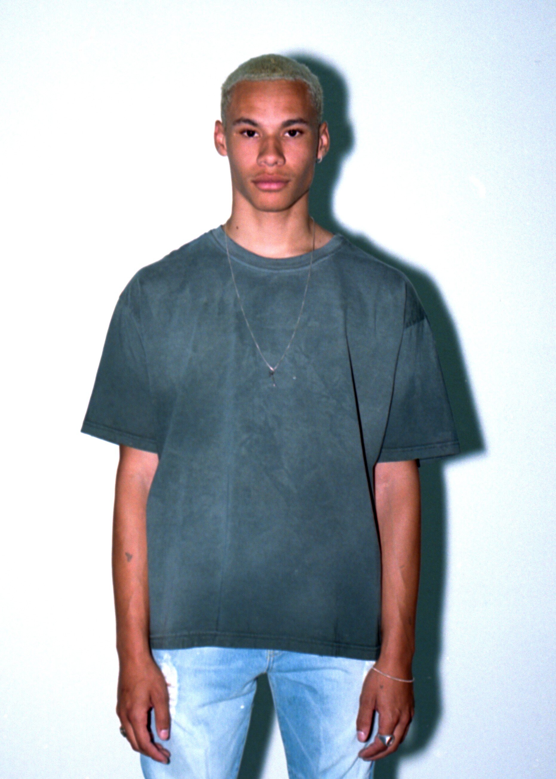 OVERSIZED CROP T-SHIRT / SUN FADE ENAMEL GREEN — MOOJIMOOJI