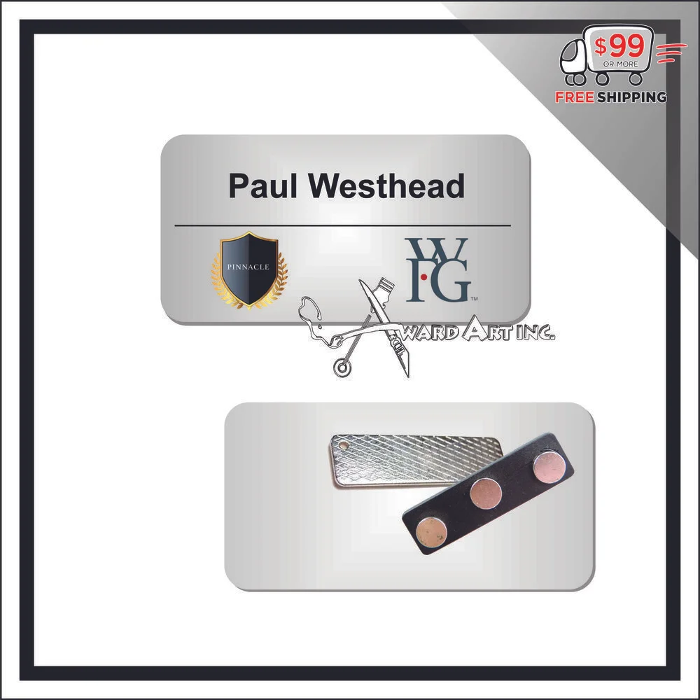 WFG/ WSB logo or Your Own Team Logo Name Badges laser engraving or sublimation colors — Award Art