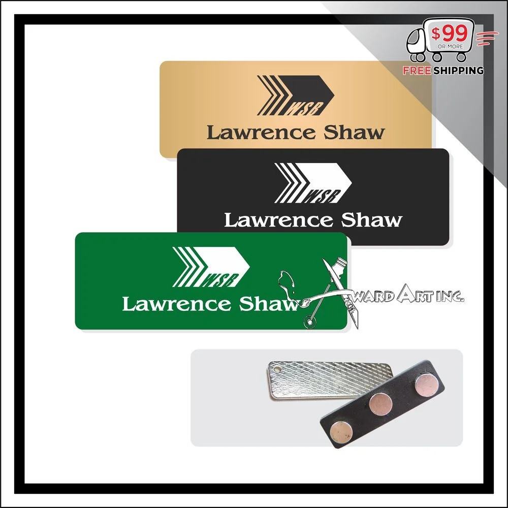 WFG/ WSB logo or Your Own Team Logo Name Badges laser engraving or sublimation colors — Award Art