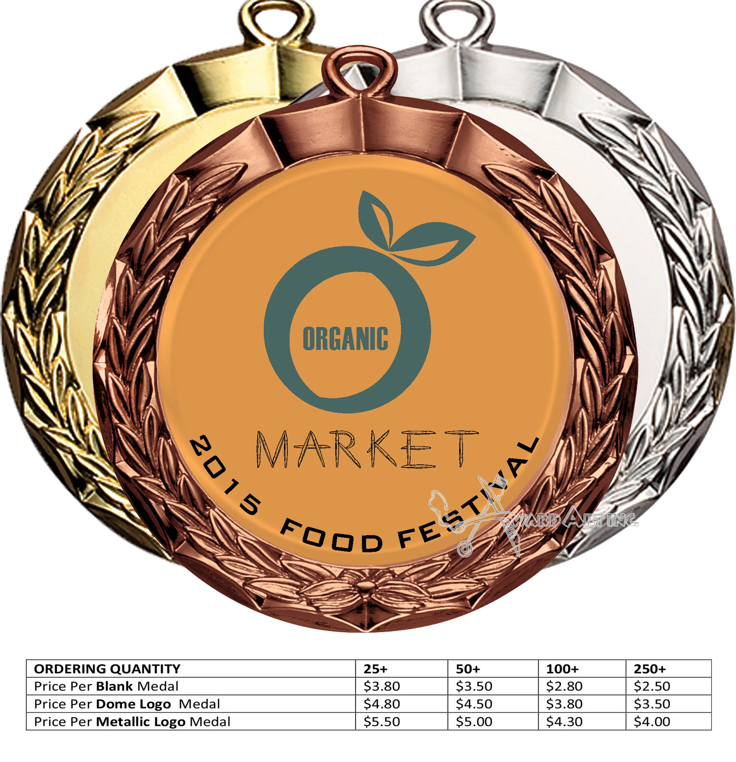 Gold, Silver, Bronze MEDALS for CUSTOM LOGO/ DESIGN. Very good price ...