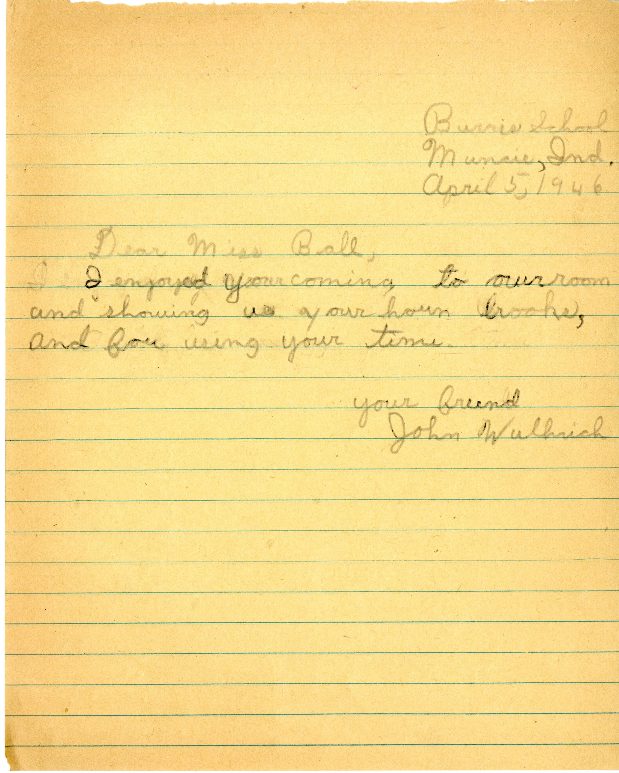 Miss Ball’s visit to the Burris School — Minnetrista