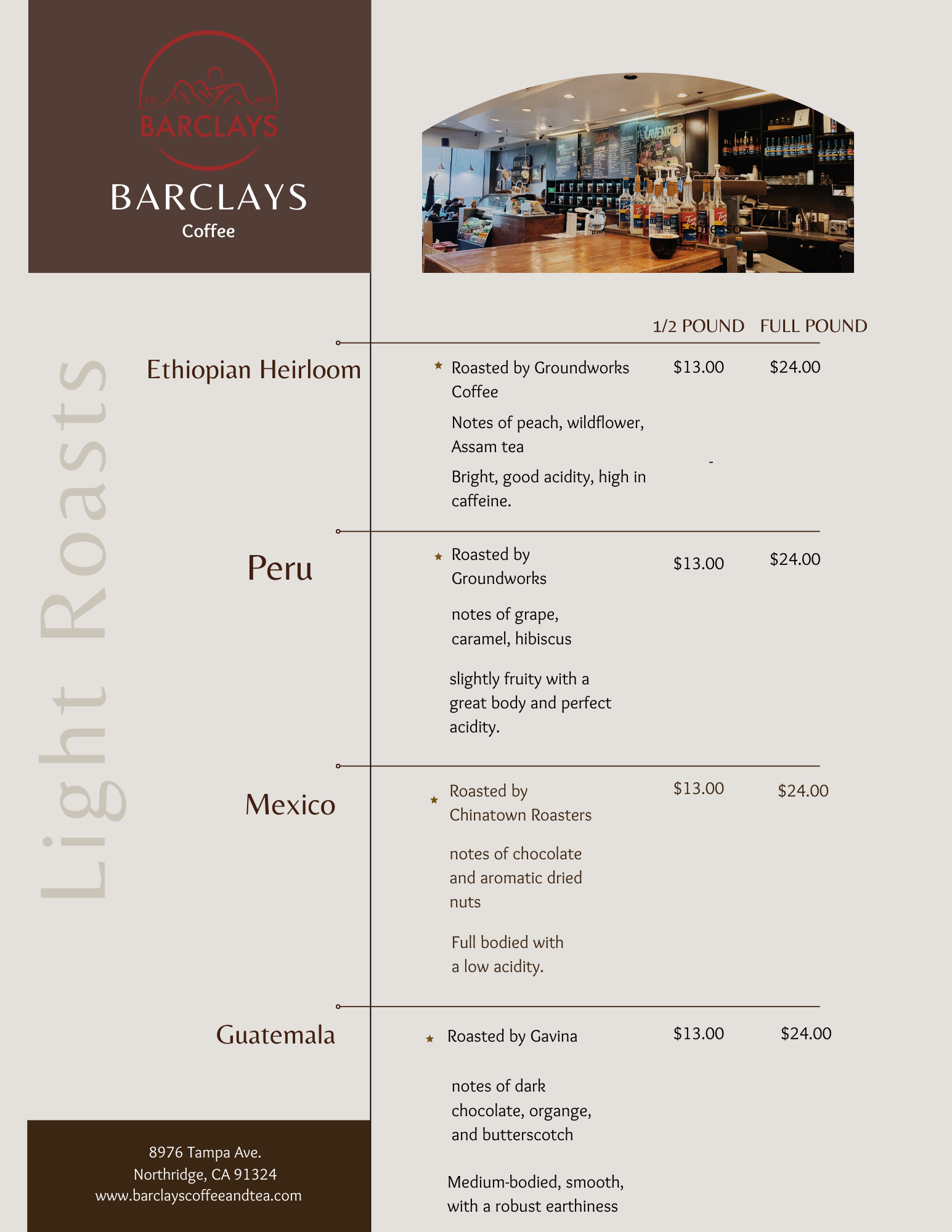 Our Coffee Selection — BARCLAYS