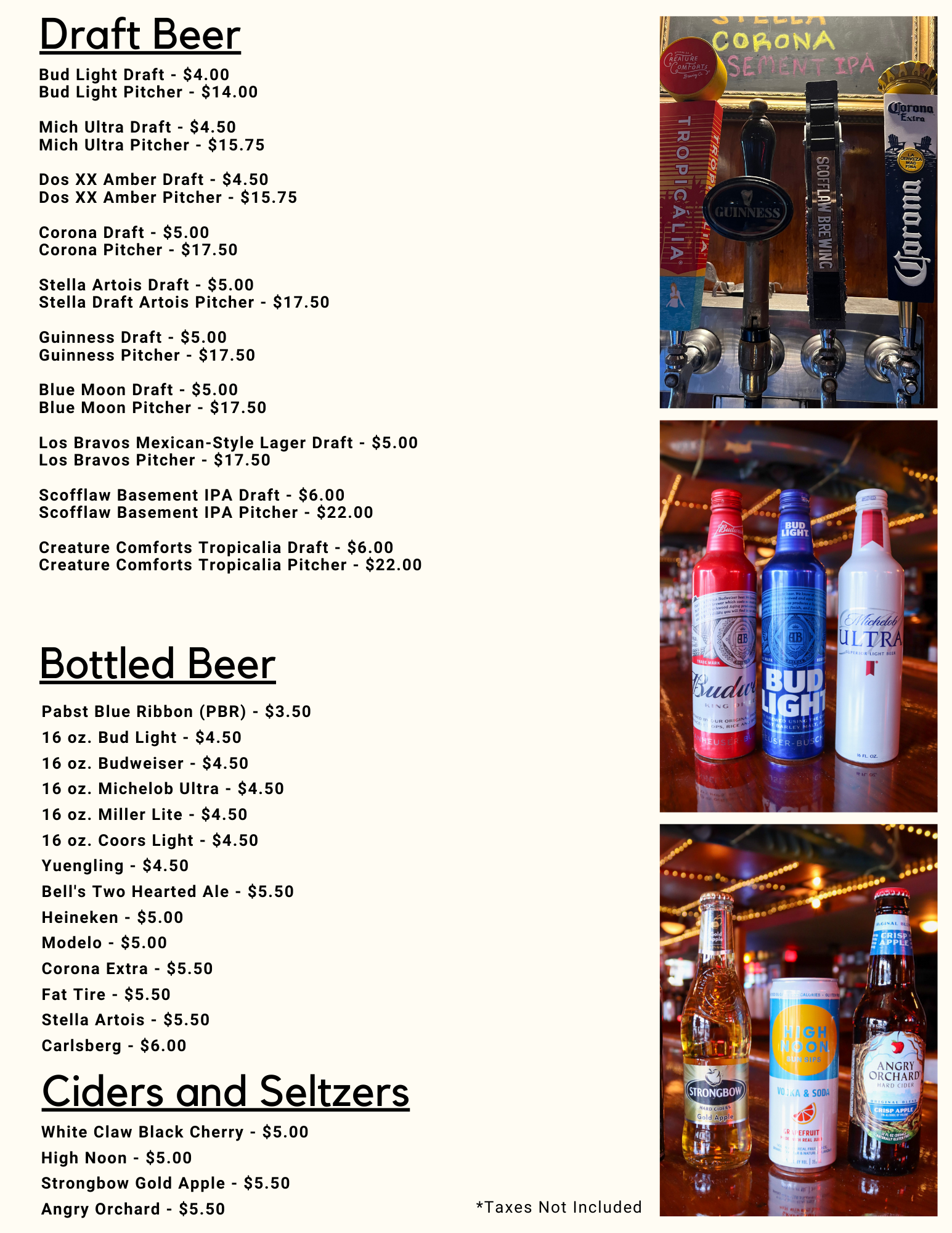 Sports Bar Menu — Moondogs