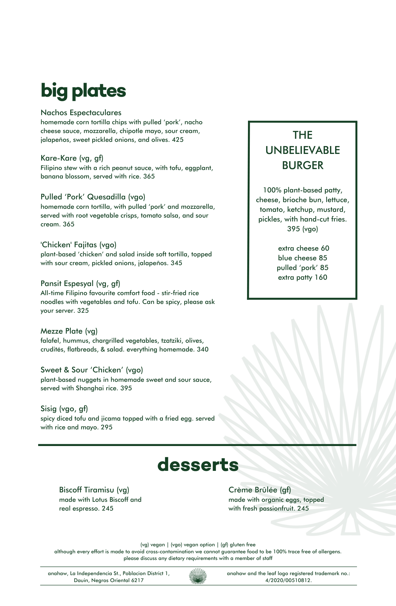 anahaw menu — anahawanahaw restaurant yoga studio dauin negros oriental ...