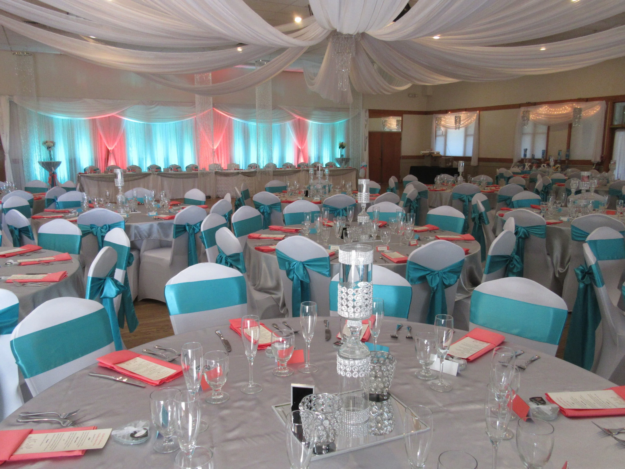 Turquoise And Coral Wedding Centerpieces