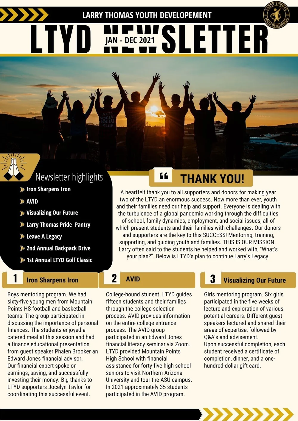 2021 Newsletter — LTYD Larry Thomas Youth Development