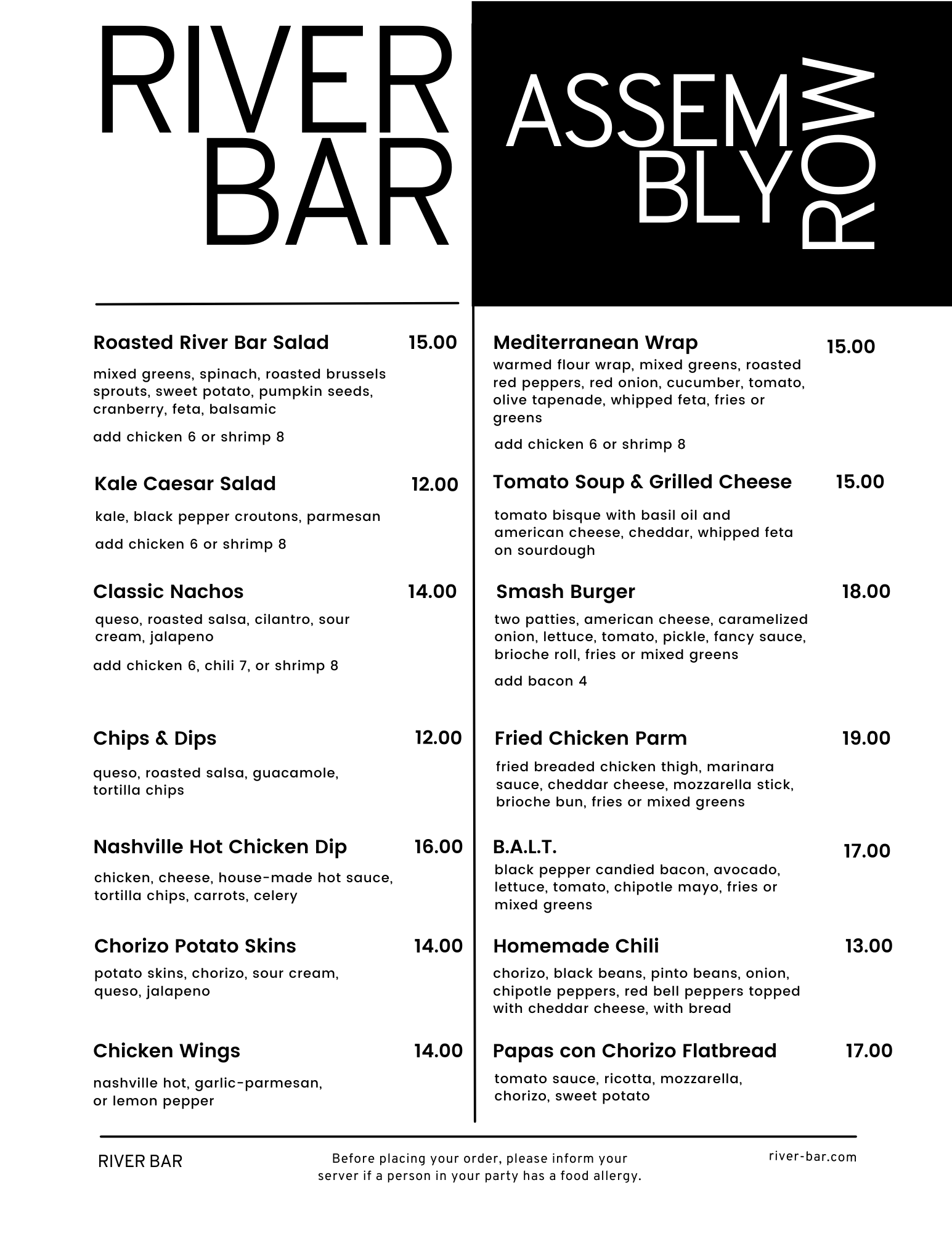 River Bar Assembly Row
