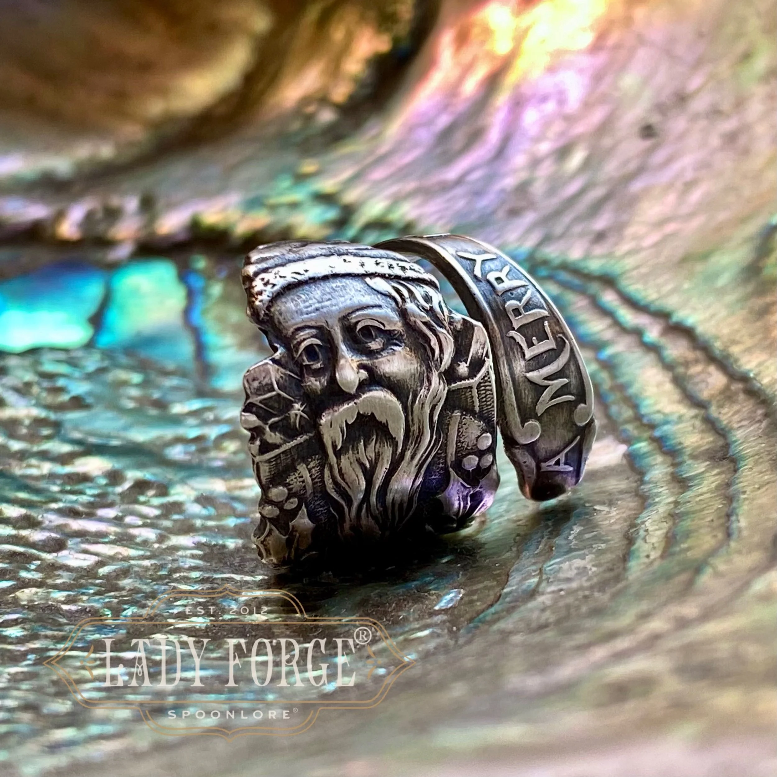 Merry Christmas Santa Sterling Spoon Ring — Spoon Rings Handmade from ...