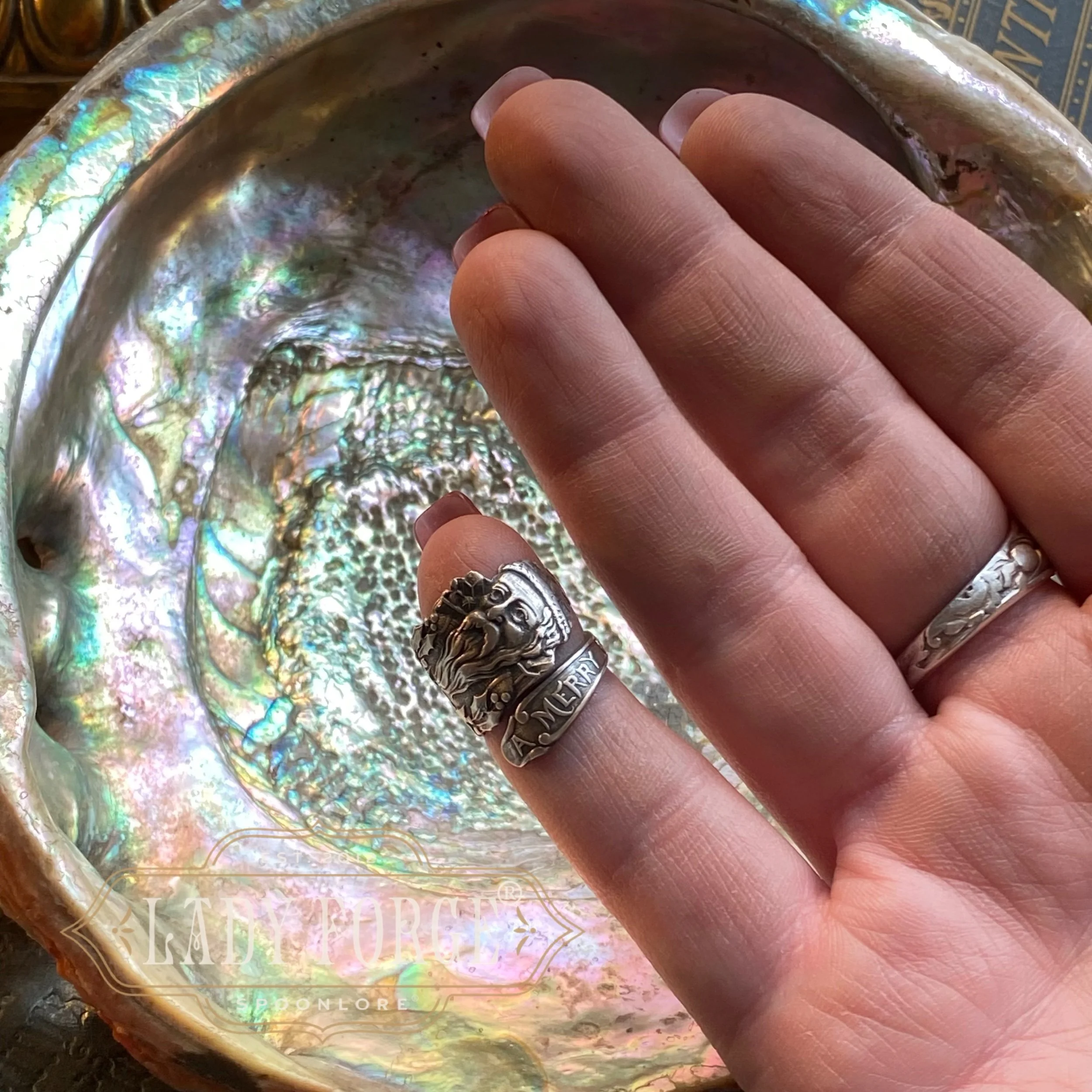 Merry Christmas Santa Sterling Spoon Ring — Spoon Rings Handmade from ...