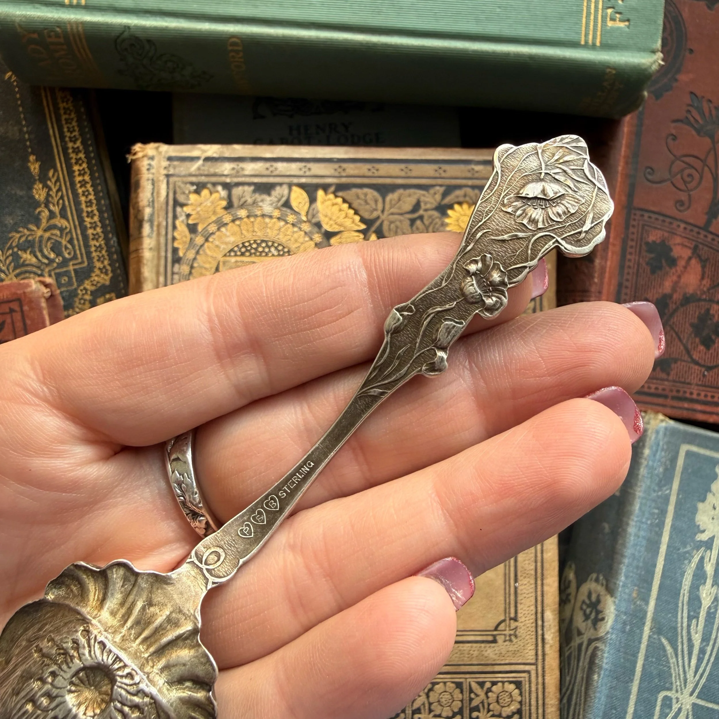 1908 Grand Poppy Sterling Spoon Bowl Necklace — Spoon Rings Handmade from Antique Silverware ...