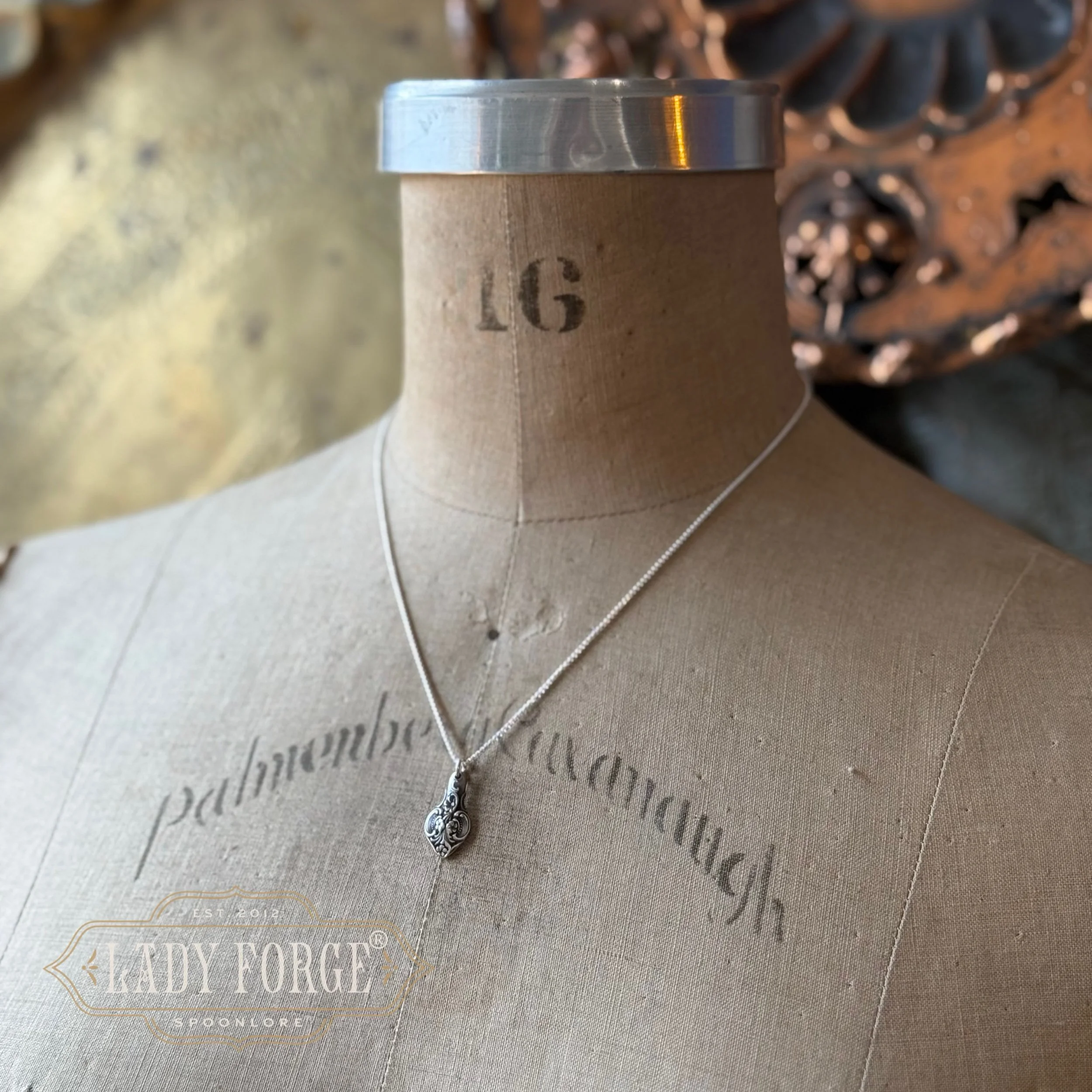 1941 Grand Baroque Sterling Spoon Drop Necklace — Spoon Rings Handmade ...