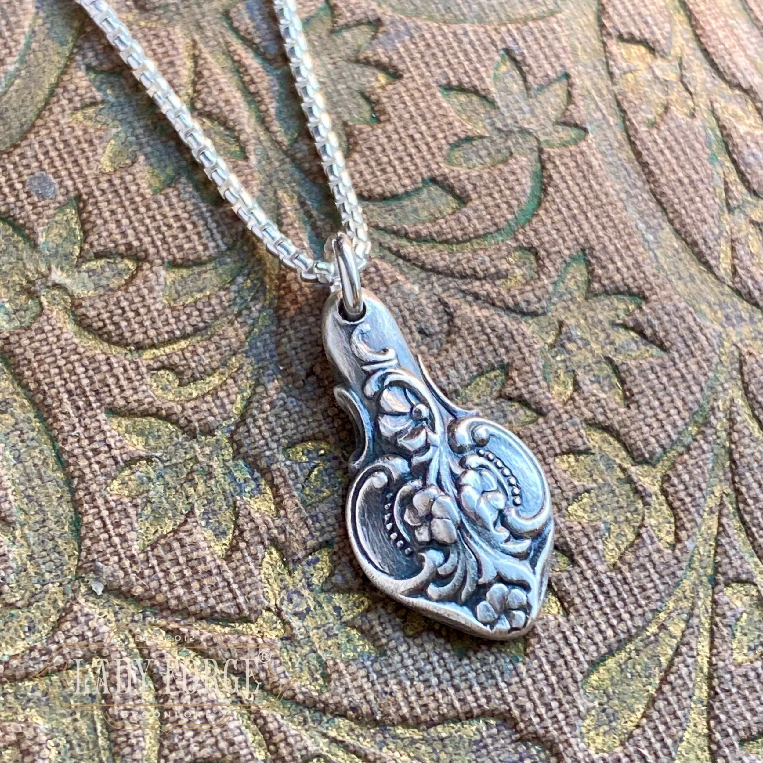 1941 Grand Baroque Sterling Spoon Drop Necklace — Spoon Rings Handmade ...