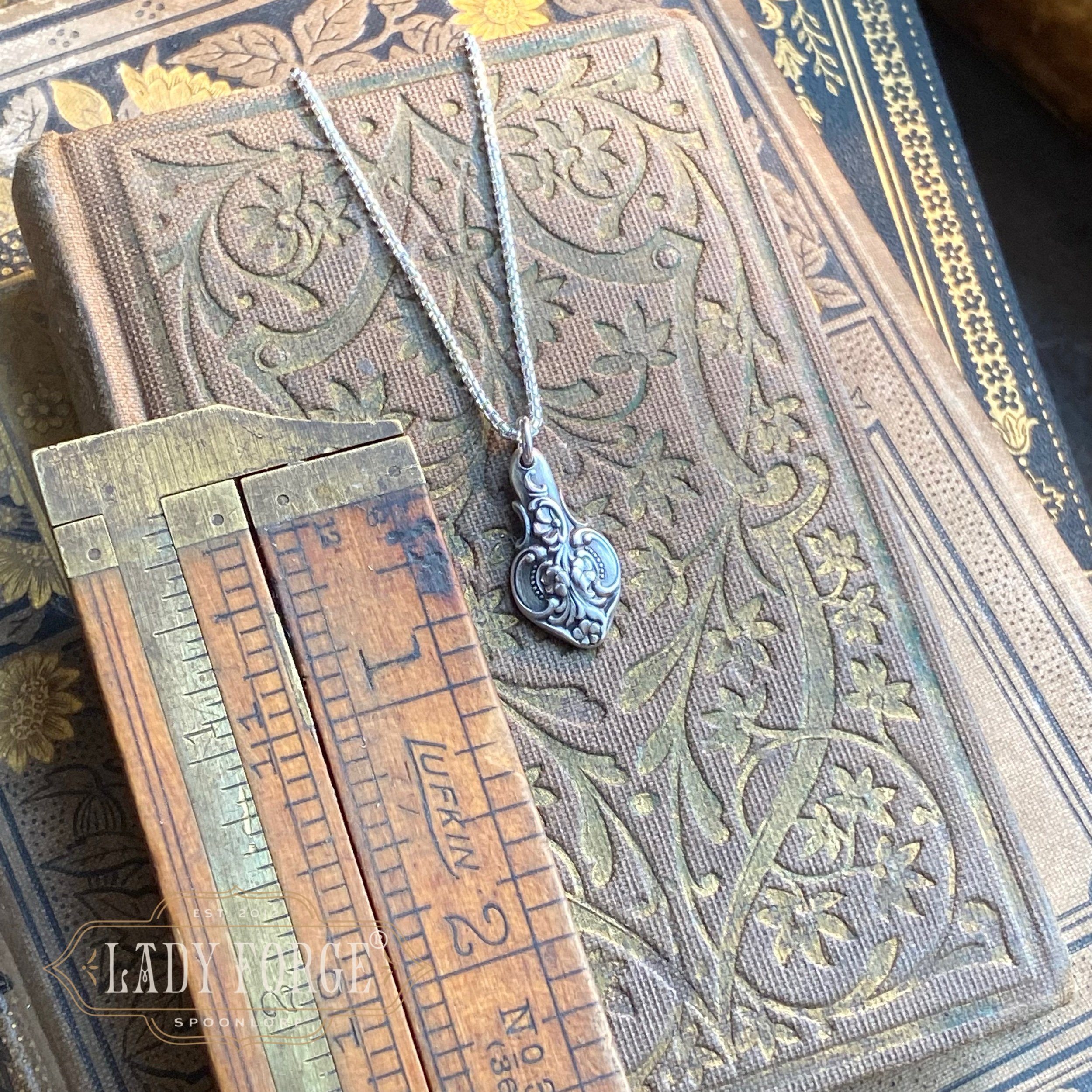 1941 Grand Baroque Sterling Spoon Drop Necklace — Spoon Rings Handmade ...