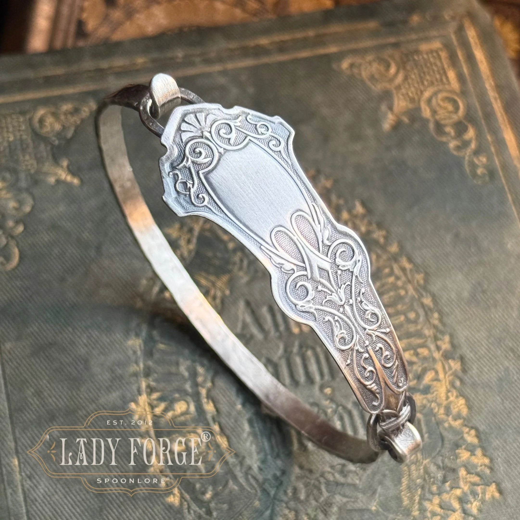 Sterling Spoon Bangle - 1880 Alhambra — Spoon Rings | Lady Forge