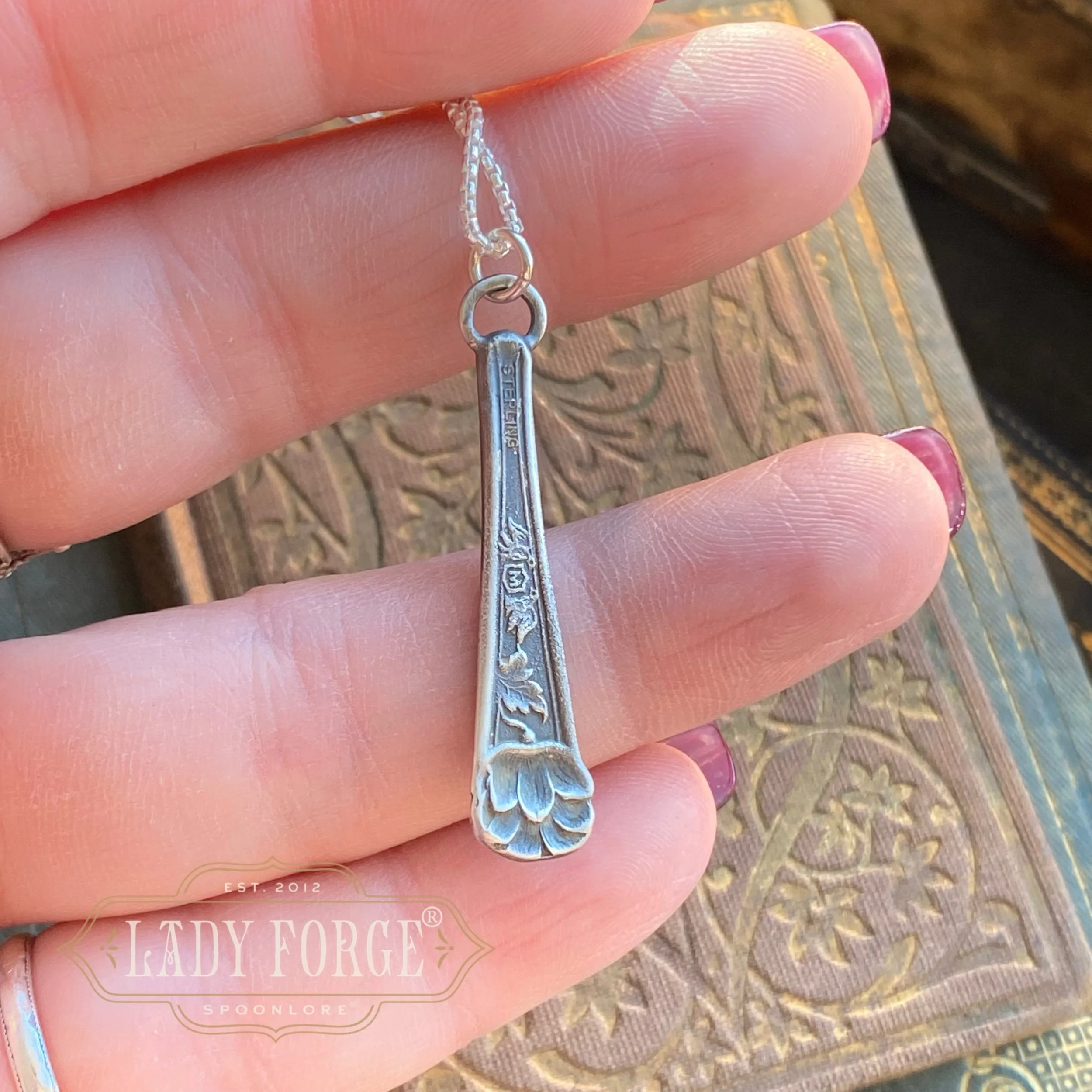 Sterling Spoon Necklace - 1900 Double Blossom - Dainty Spoon Drop ...