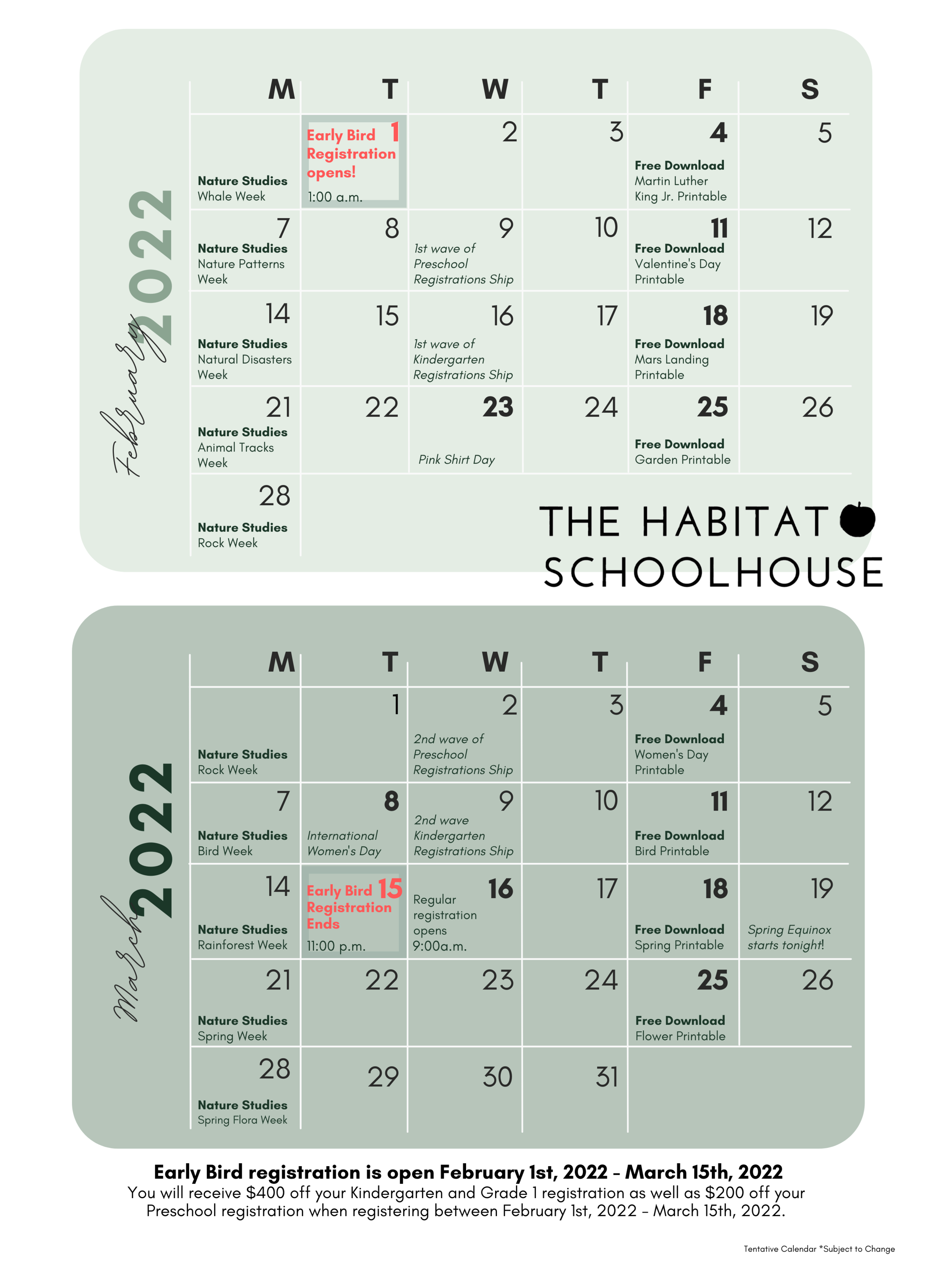 Early Bird Registration for the 2022 School Year — Habitat Schoolhouse