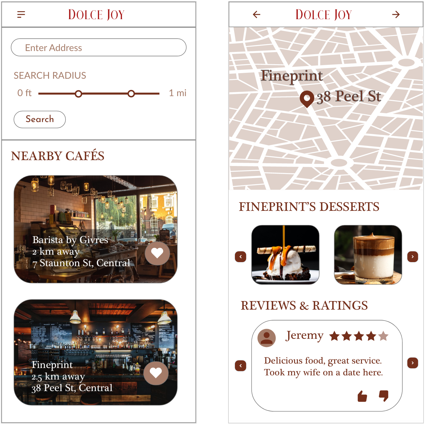 Project: Dolce Joy App User Interface Design — Rachana Hegde