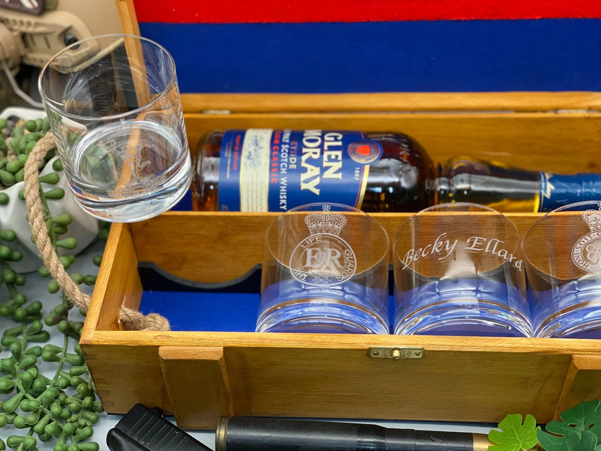 4x Glass Wooden Ammo Box Display Piece - Customisable Glasses and ...