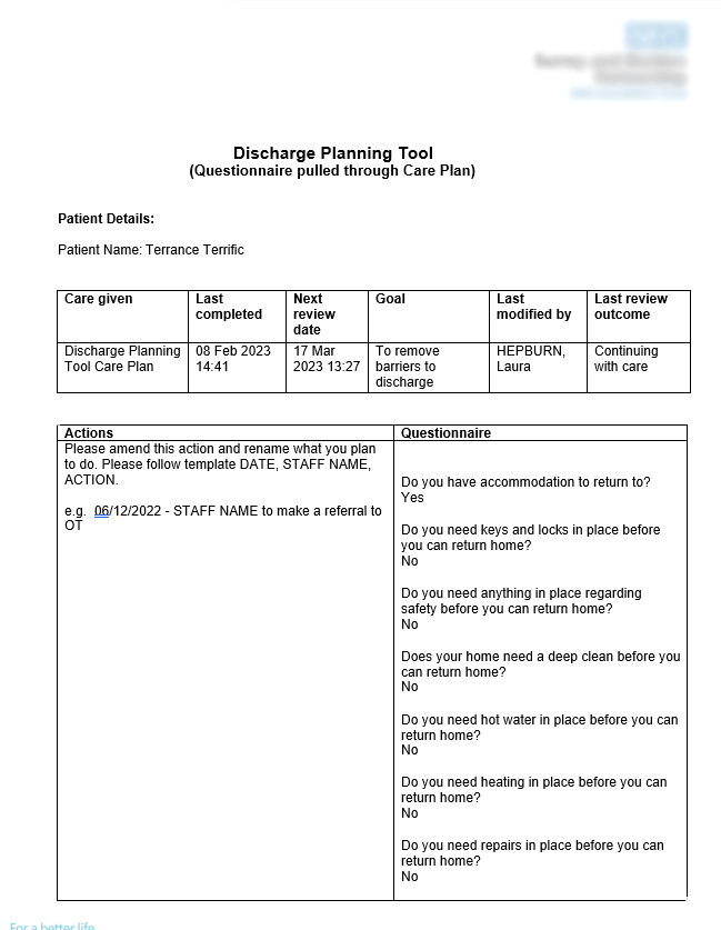 NHS Electronic Patient Record - Discharge Planning Tool — Laura Hepburn ...
